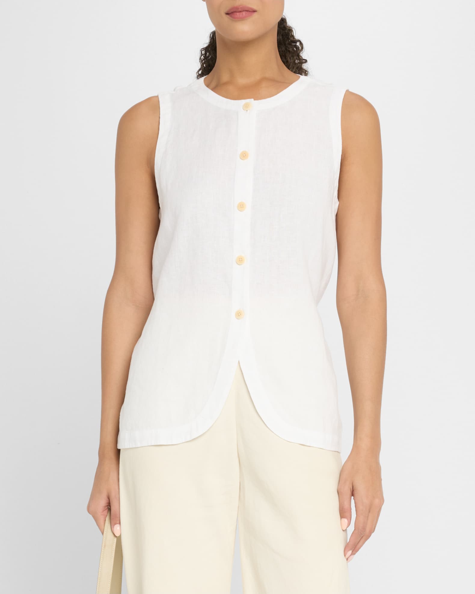 Button-Down Organic Linen Vest | Neiman Marcus