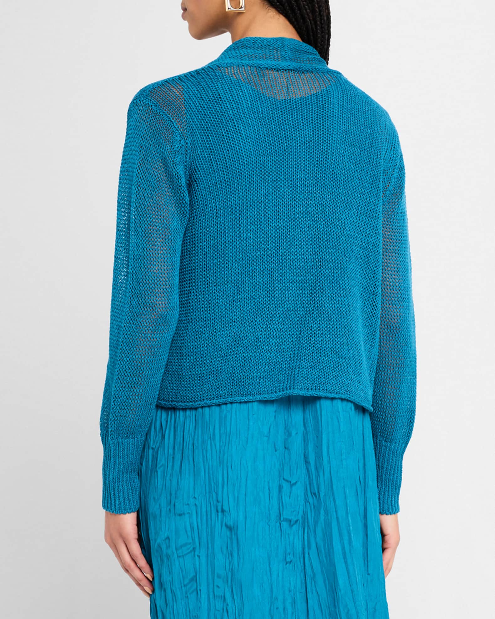 Eileen Fisher Nissy Open Organic Linen-Cotton Knit Cardigan | Neiman Marcus