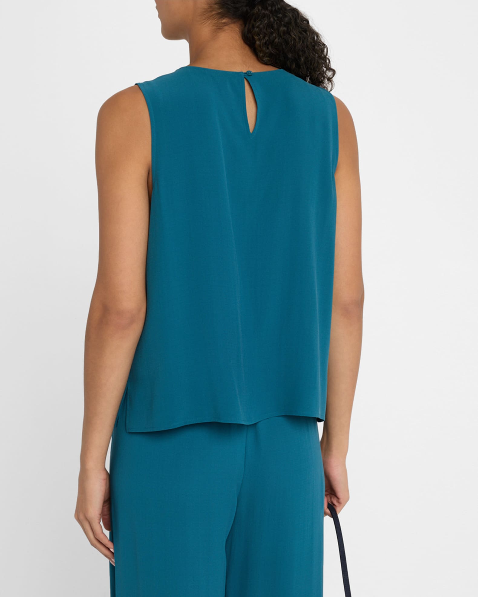 Eileen Fisher Crewneck Matte Silk Georgette Crepe Shell | Neiman Marcus
