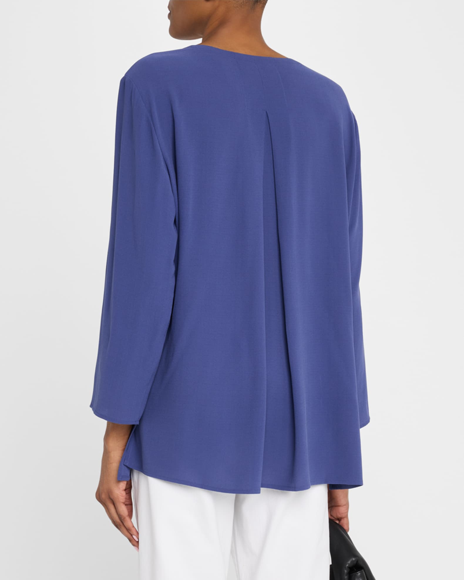 Keyhole Silk Georgette Crepe Tunic | Neiman Marcus