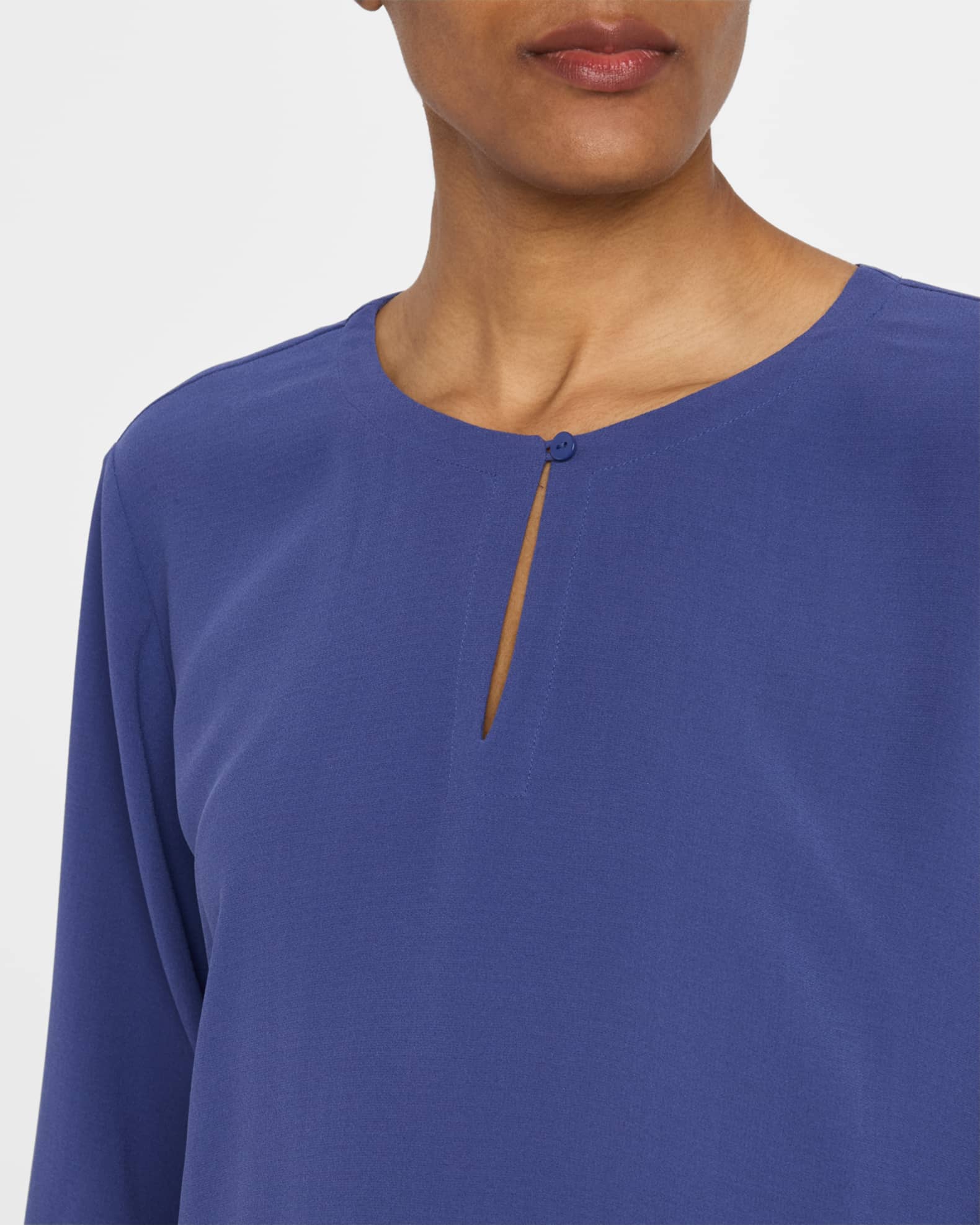 Keyhole Silk Georgette Crepe Tunic | Neiman Marcus