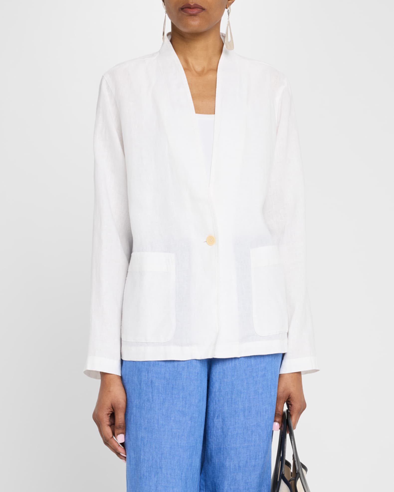 Eileen Fisher Single-Button Organic Linen Jacket | Neiman Marcus