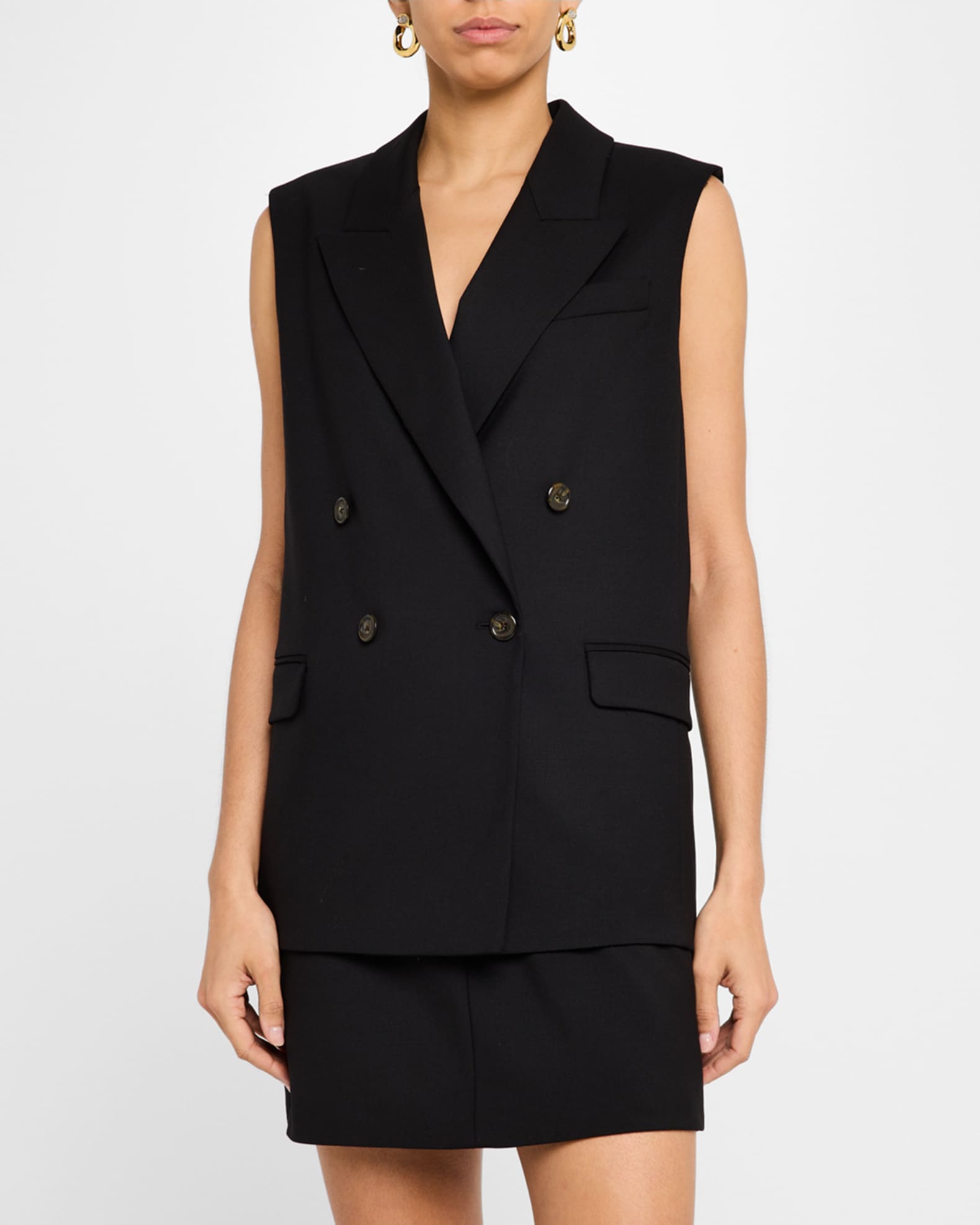 ARGENT Bowery Double-Breasted Seasonless Wool Vest | Neiman Marcus