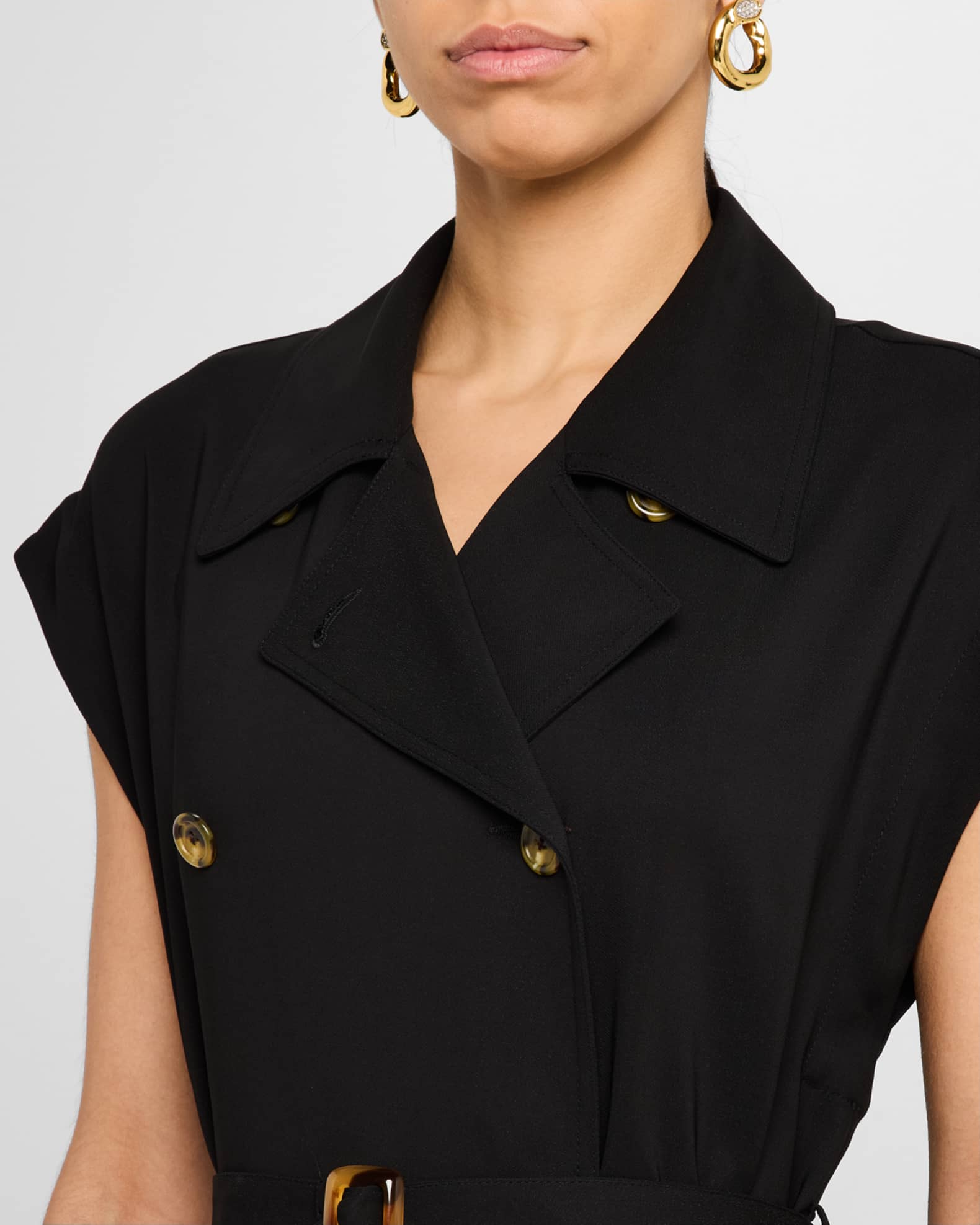 ARGENT Double-Breasted Stretch Crepe Trench Dress | Neiman Marcus