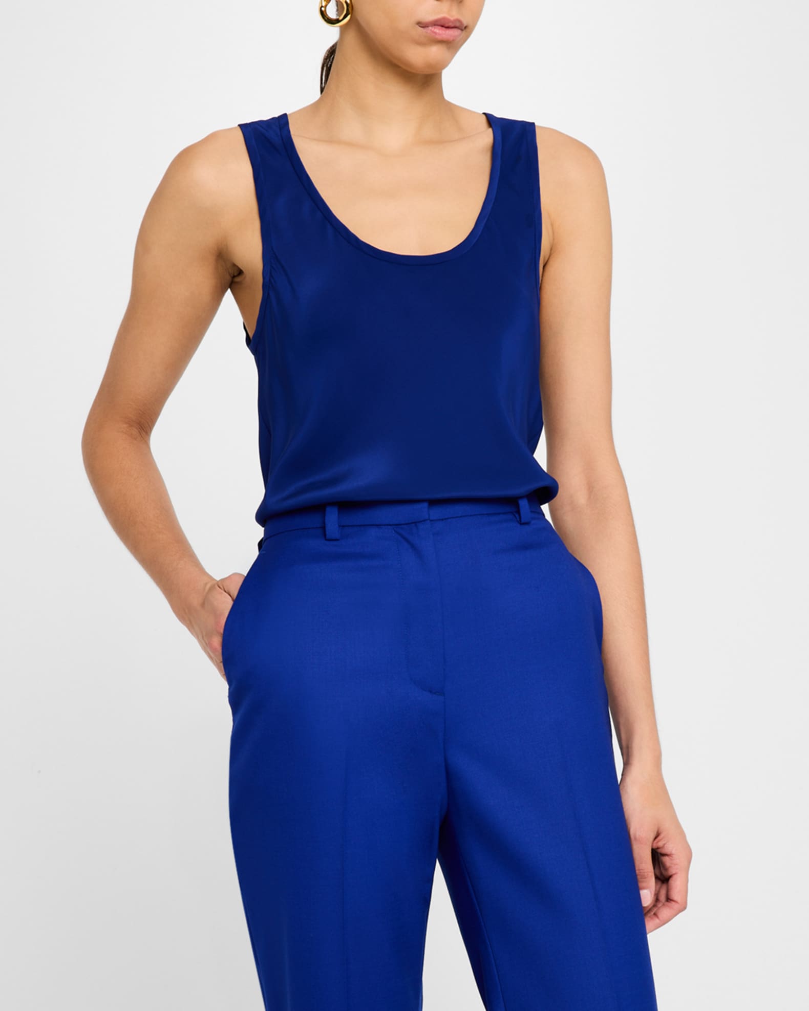 ARGENT Scoop-Neck Silk Charmeuse Tank | Neiman Marcus