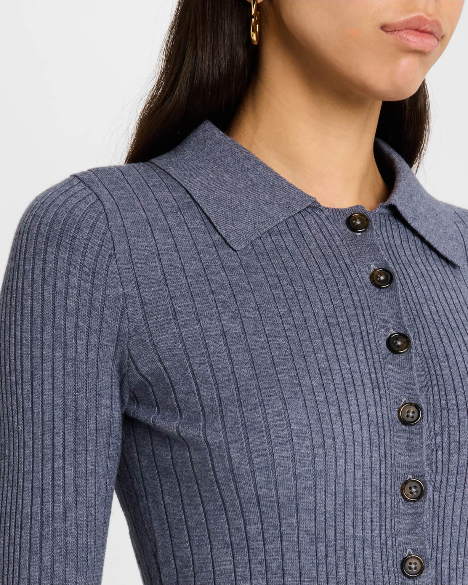 ARGENT Ribbed Spread-Collar Sweater | Neiman Marcus
