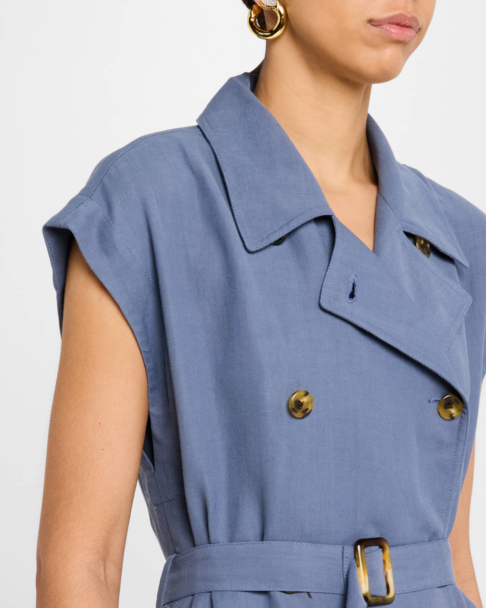 ARGENT Double-Breasted Twill Trench Midi Dress | Neiman Marcus