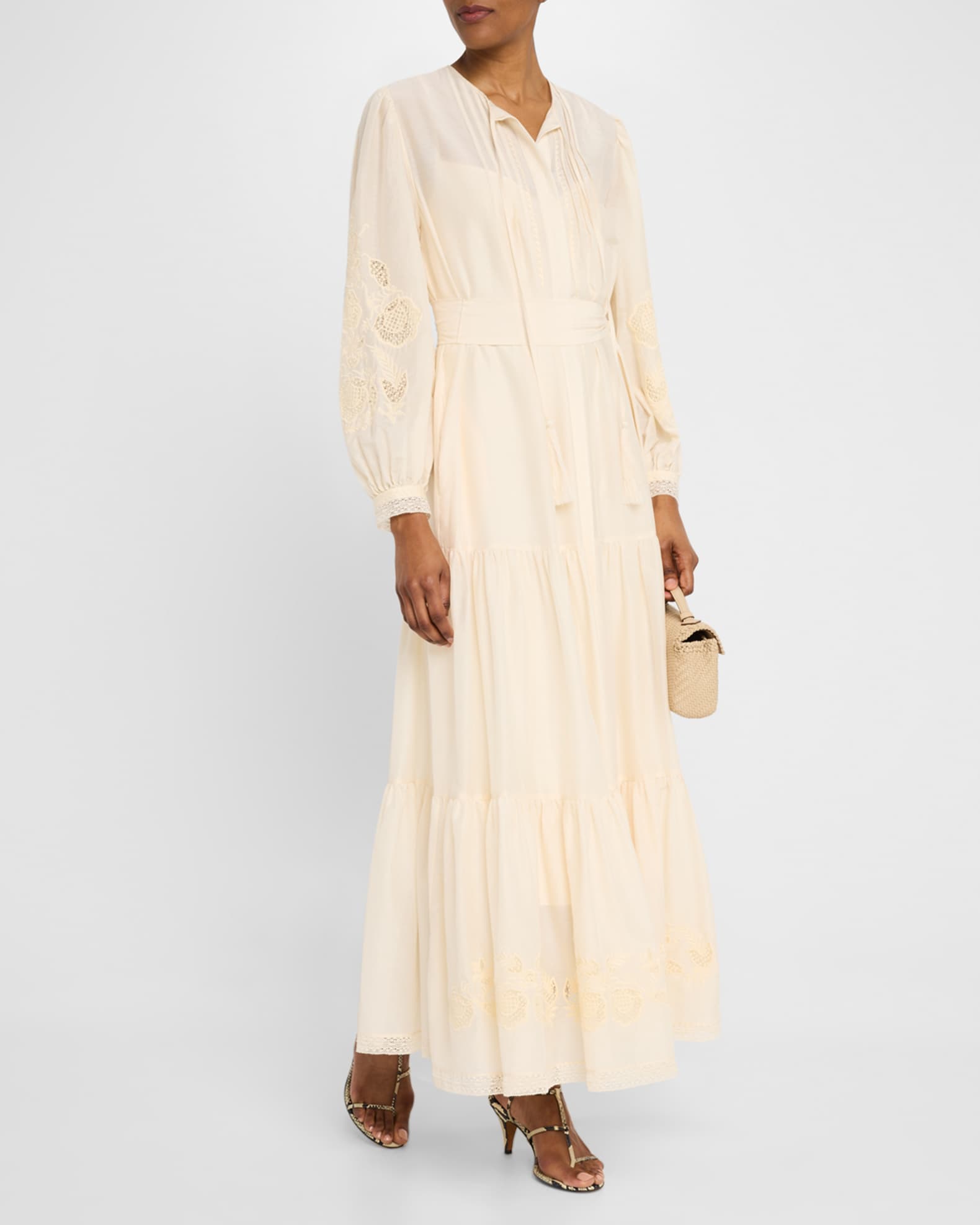 Kobi Halperin Shanice Tiered Floral-Embroidered Maxi Dress | Neiman Marcus