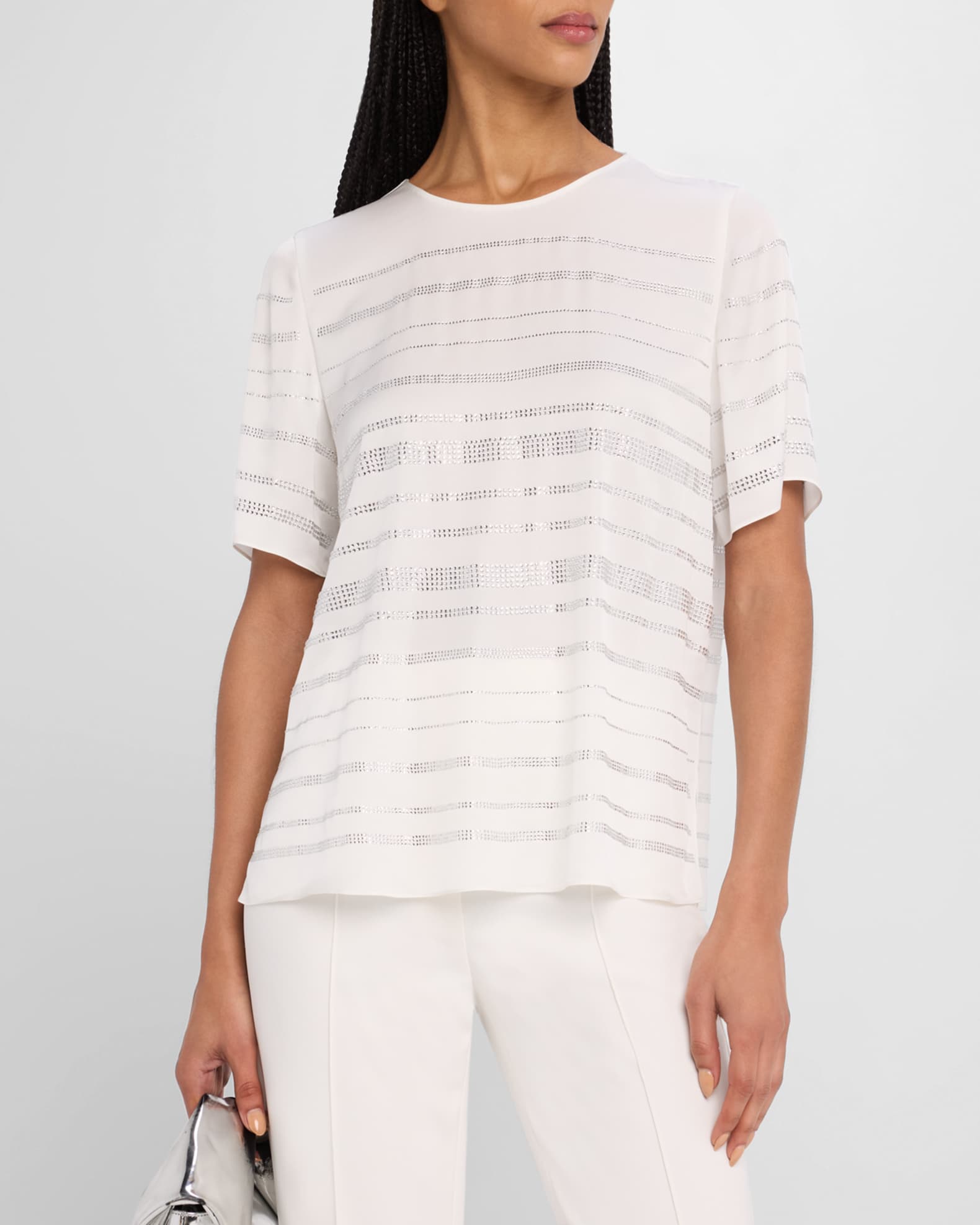 Kobi Halperin Franky Rhinestone Striped Blouse | Neiman Marcus