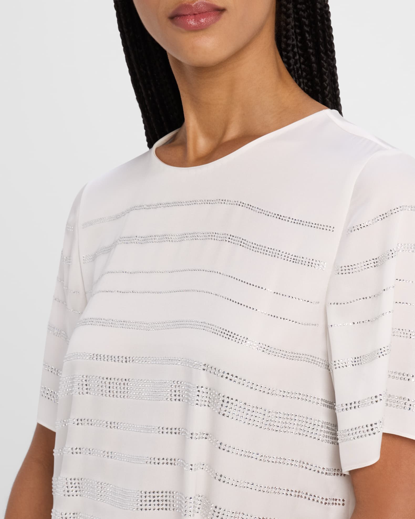 Kobi Halperin Franky Rhinestone Striped Blouse | Neiman Marcus