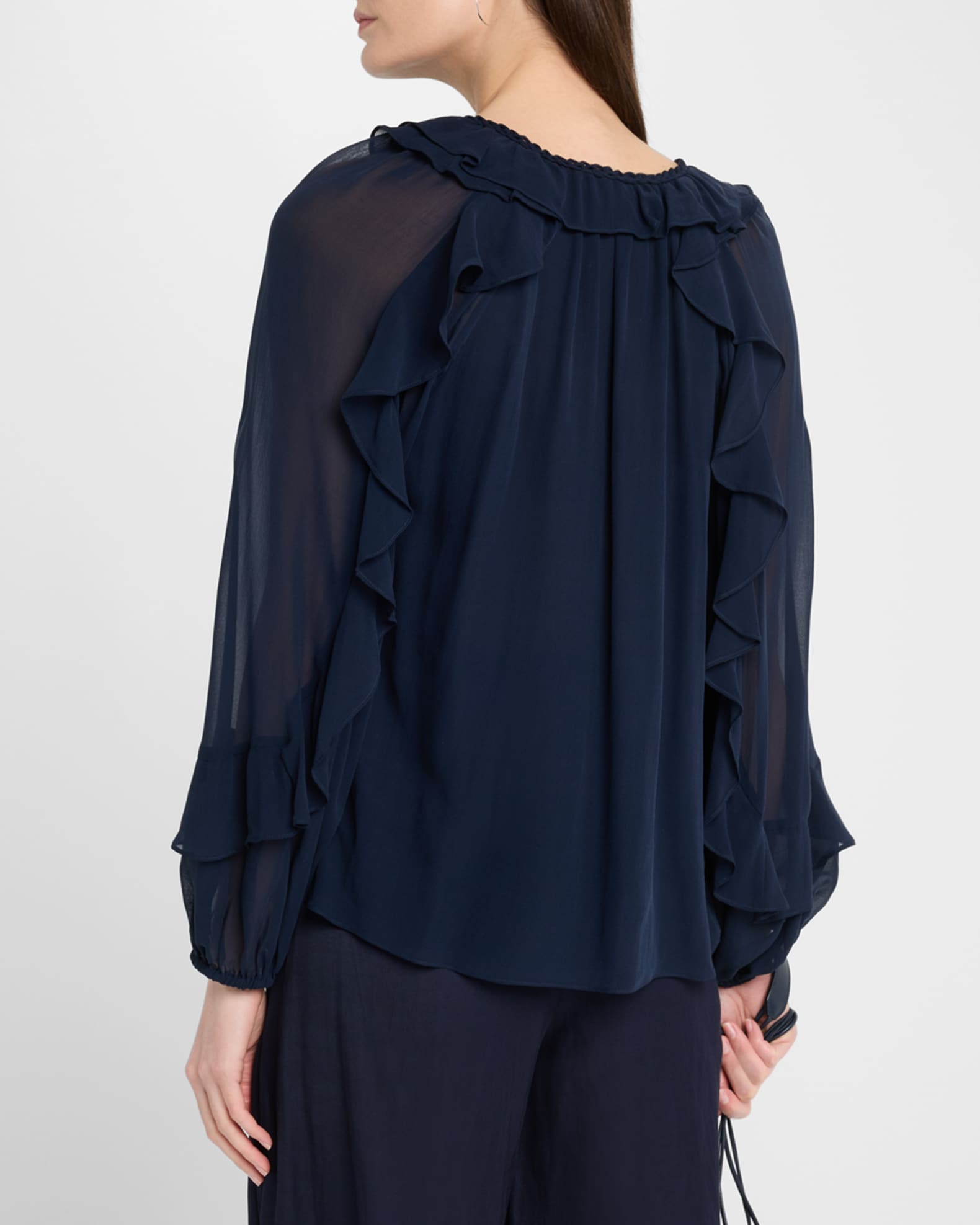 Bali Raglan-Sleeve Ruffle Blouse | Neiman Marcus
