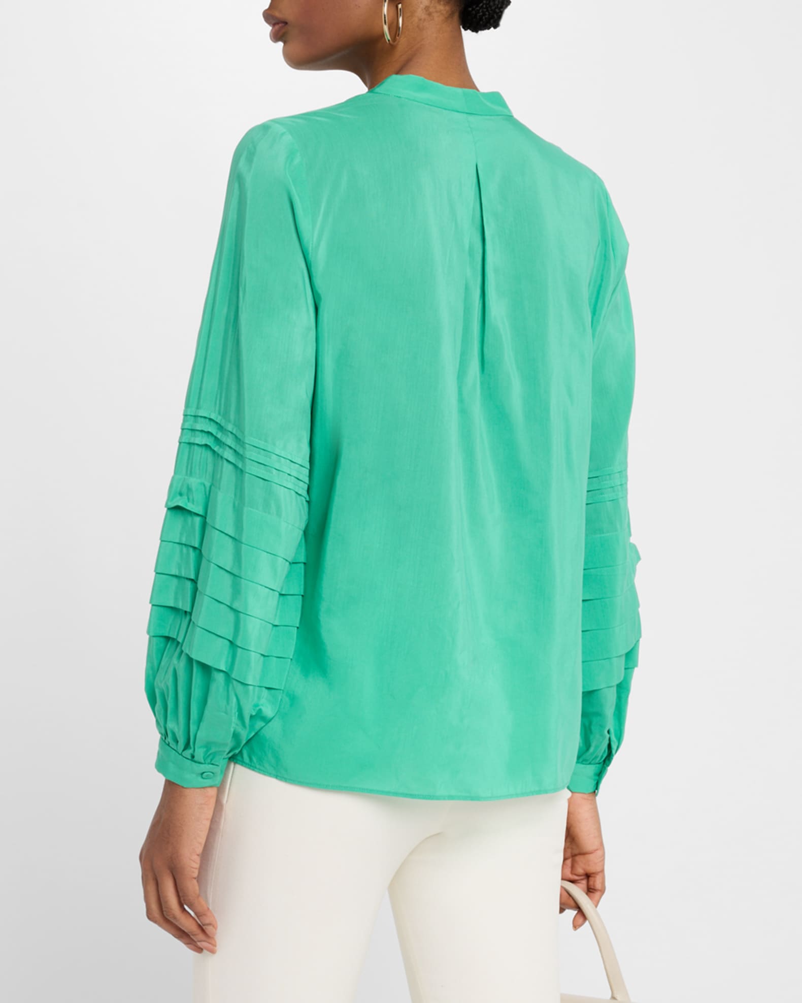 Kobi Halperin Laguna Pintuck Button-Down Blouse | Neiman Marcus