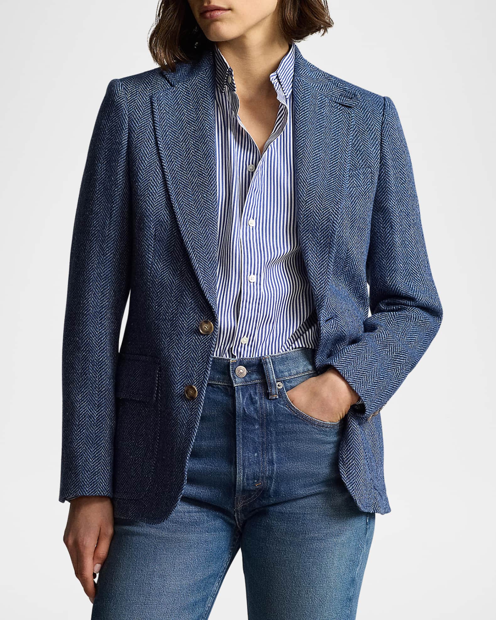 Polo Ralph Lauren Herringbone Linen-Blend Blazer | Neiman Marcus