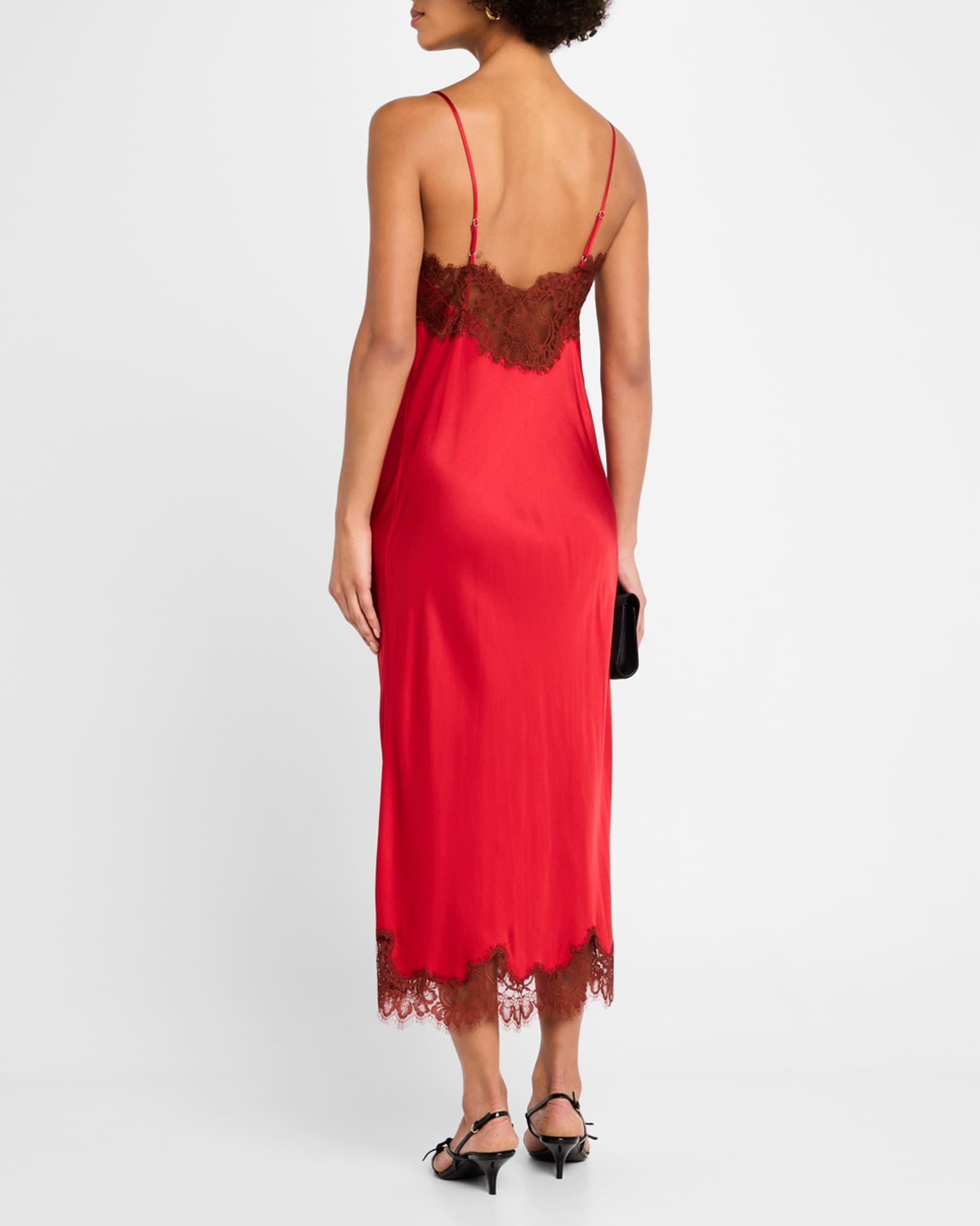 A.L.C. Lennon Satin Lace Slip Dress | Neiman Marcus