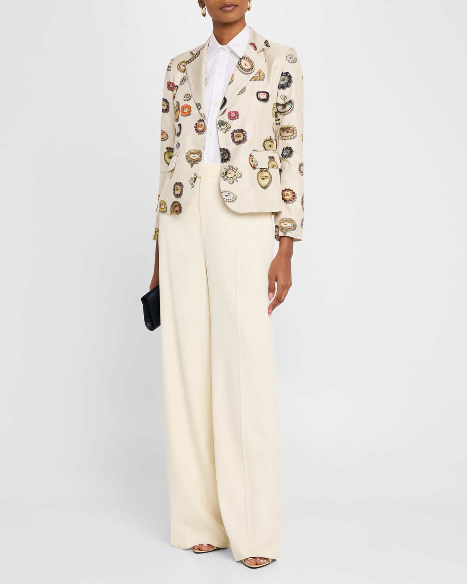 Libertine Ivory Lovers Eyes Single-Breasted Short Jacket | Neiman Marcus