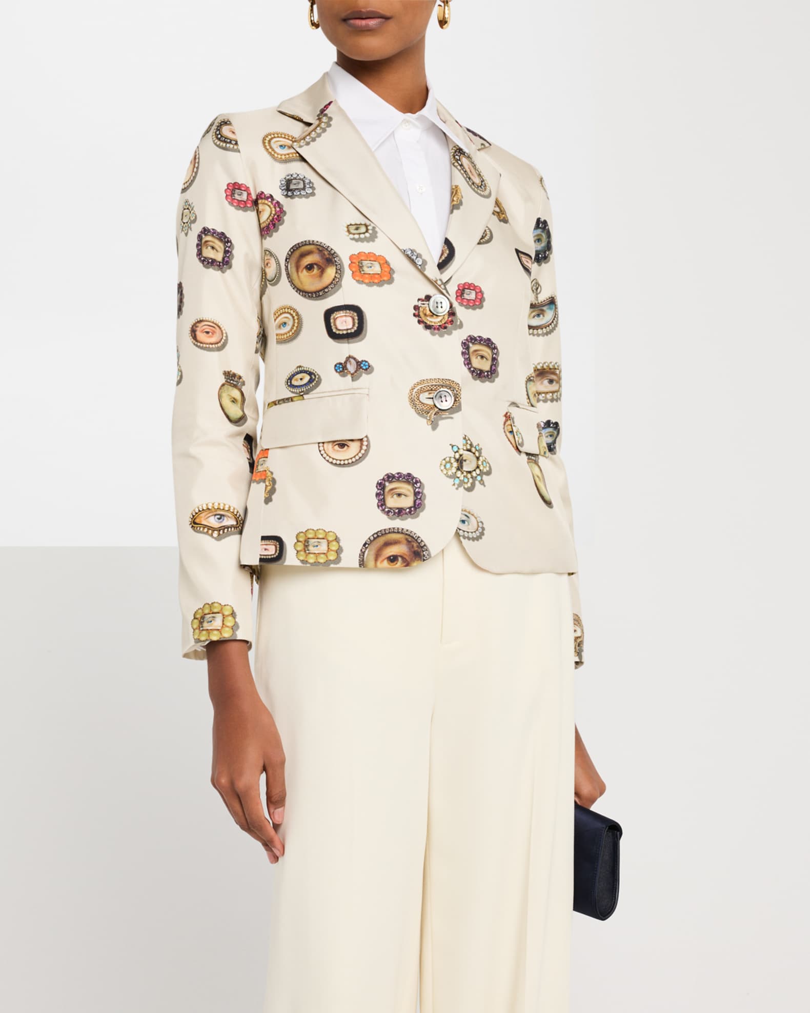 Libertine Ivory Lovers Eyes Single-Breasted Short Jacket | Neiman Marcus