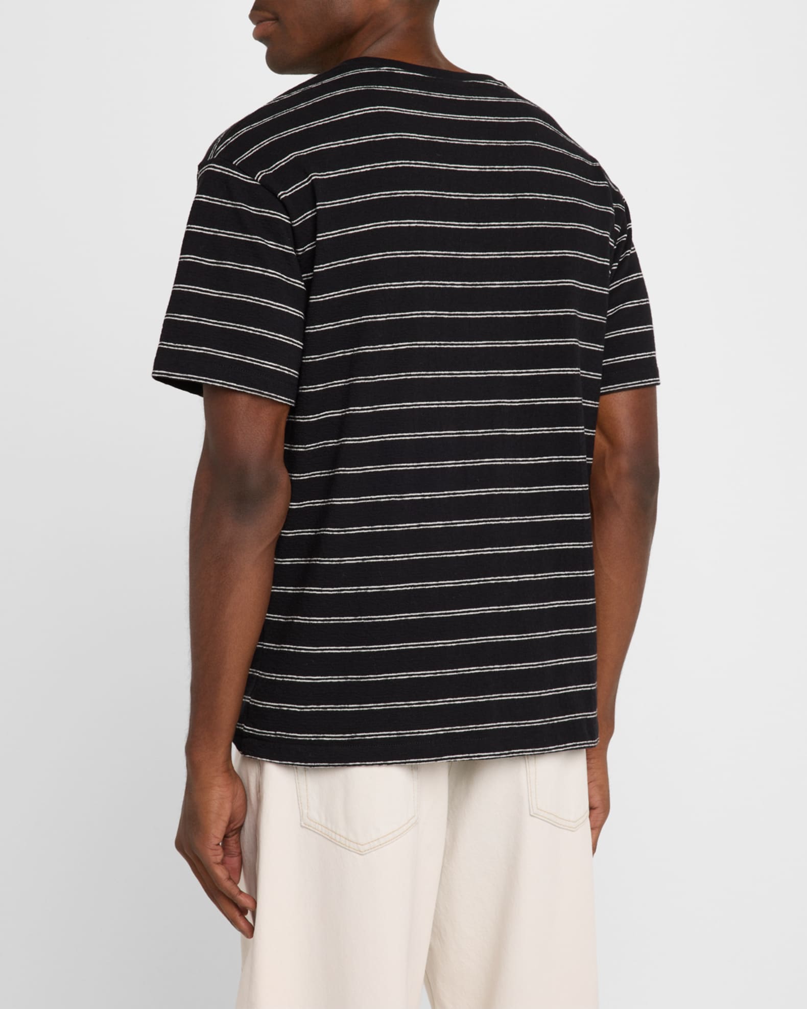 FRAME Men's Cotton Stripe Crewneck T-Shirt | Neiman Marcus