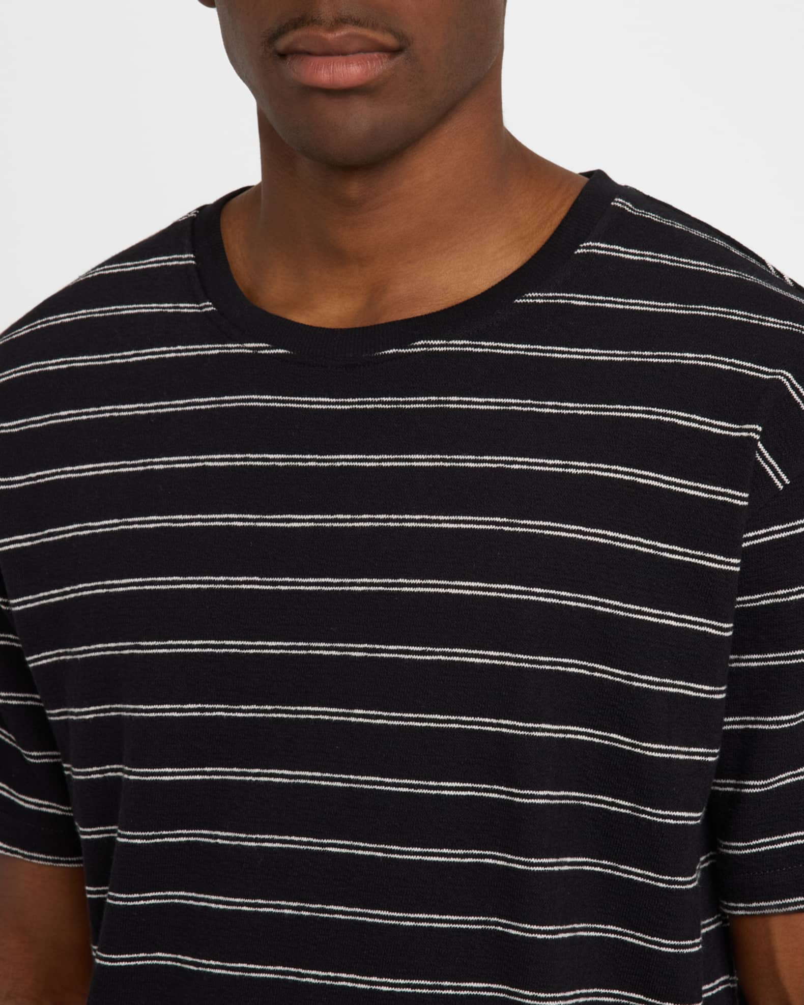 FRAME Men's Cotton Stripe Crewneck T-Shirt | Neiman Marcus