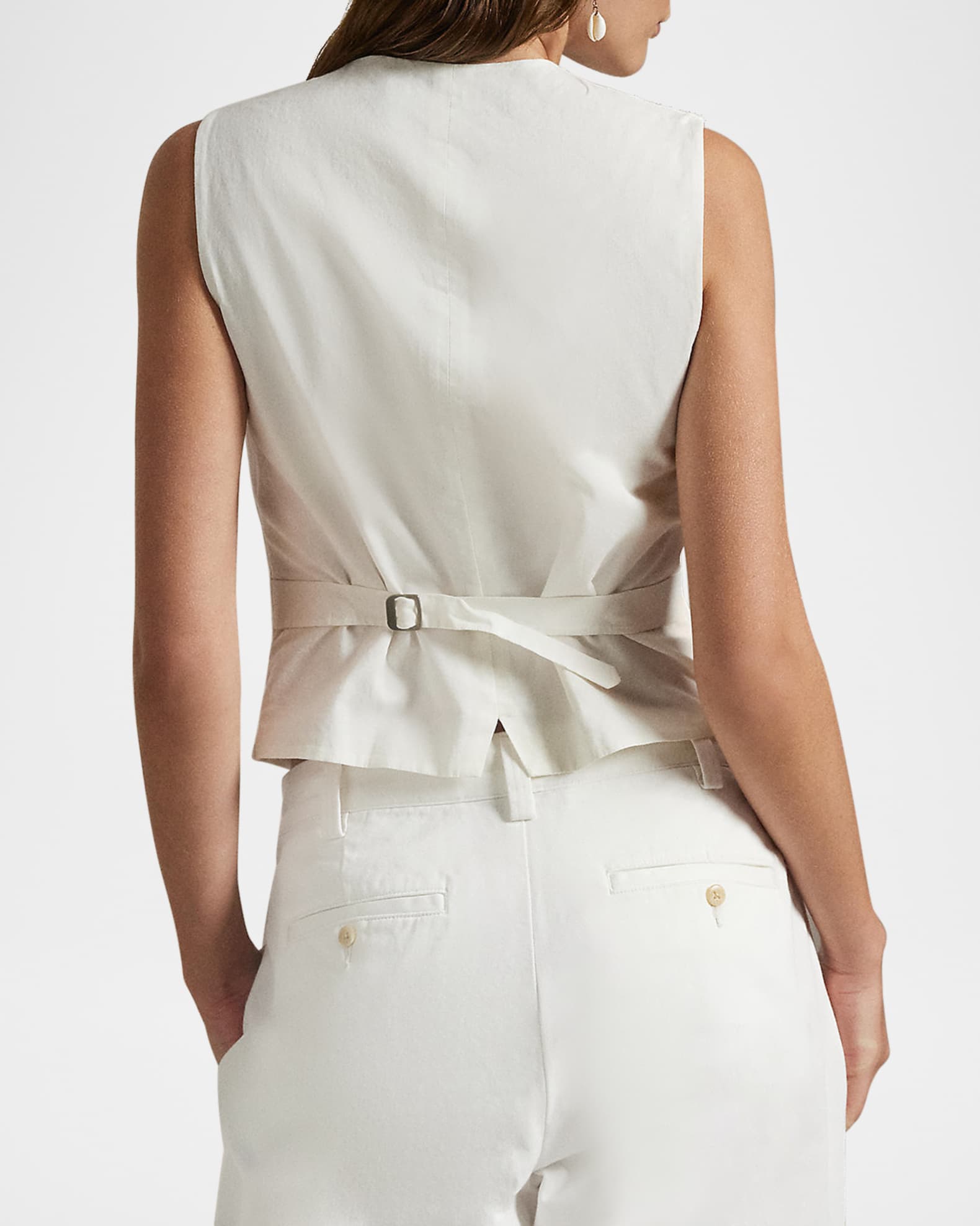 Polo Ralph Lauren Cropped Linen & Cotton Vest | Neiman Marcus