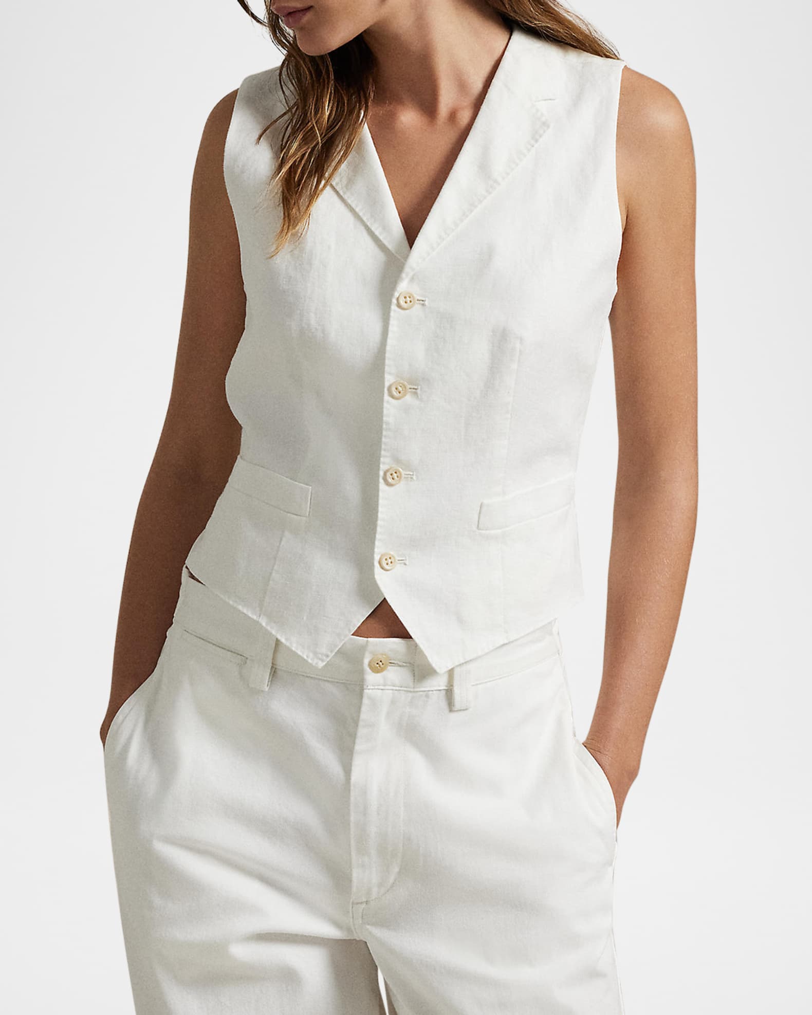 Polo Ralph Lauren Cropped Linen & Cotton Vest | Neiman Marcus