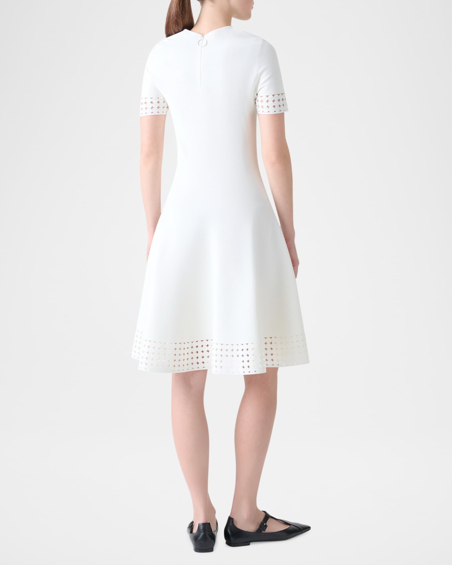 Akris punto Dot Lace Knit A-Line Dress | Neiman Marcus