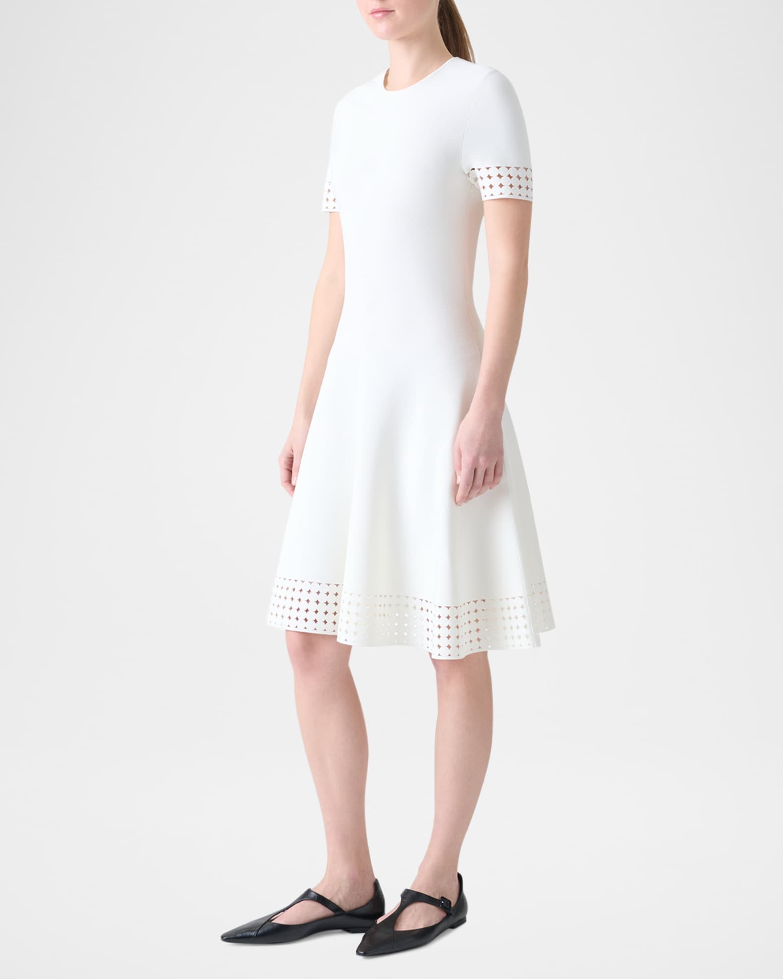 Akris punto Dot Lace Knit A-Line Dress | Neiman Marcus