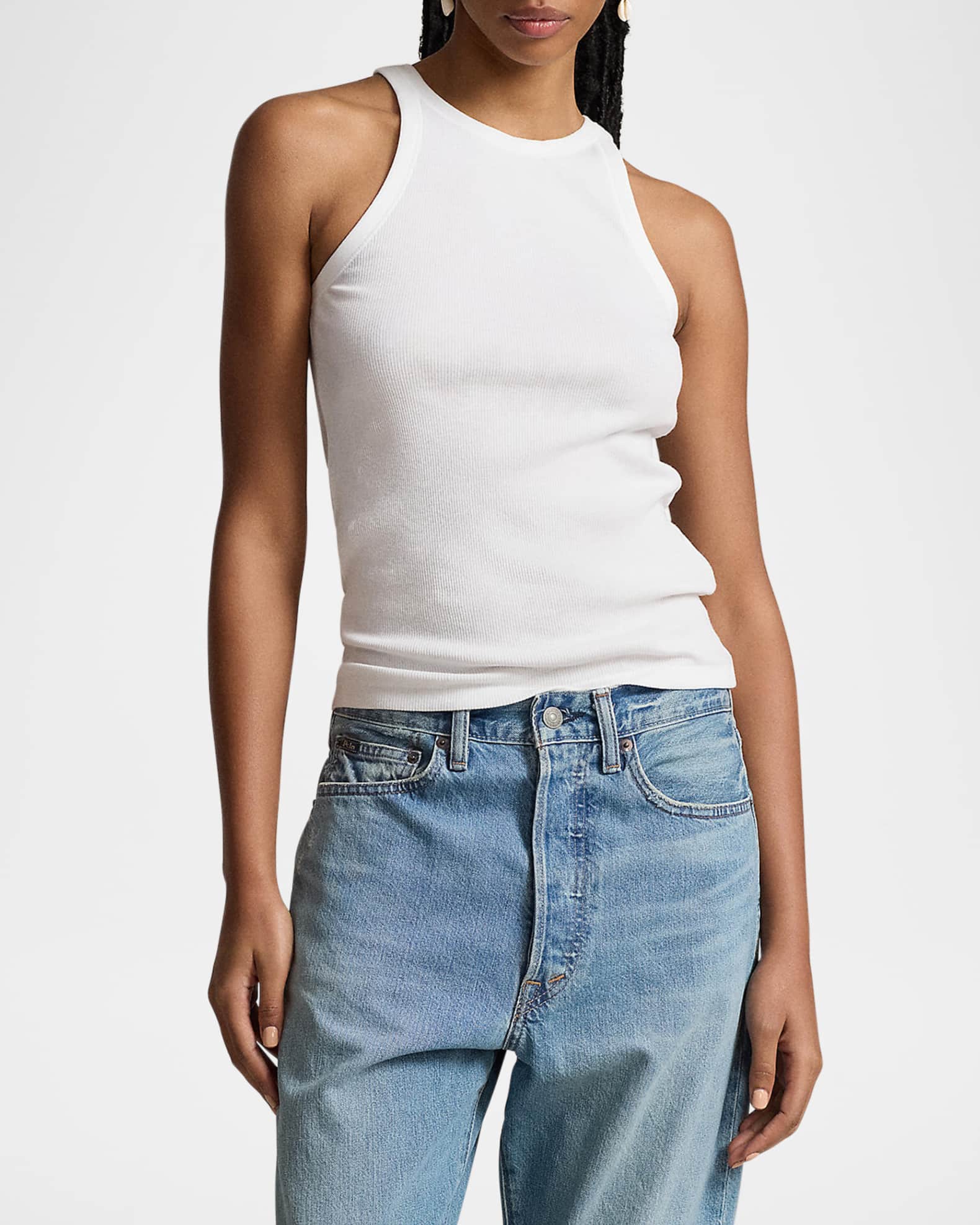 Polo Ralph Lauren Ribbed Cotton Tank Top | Neiman Marcus