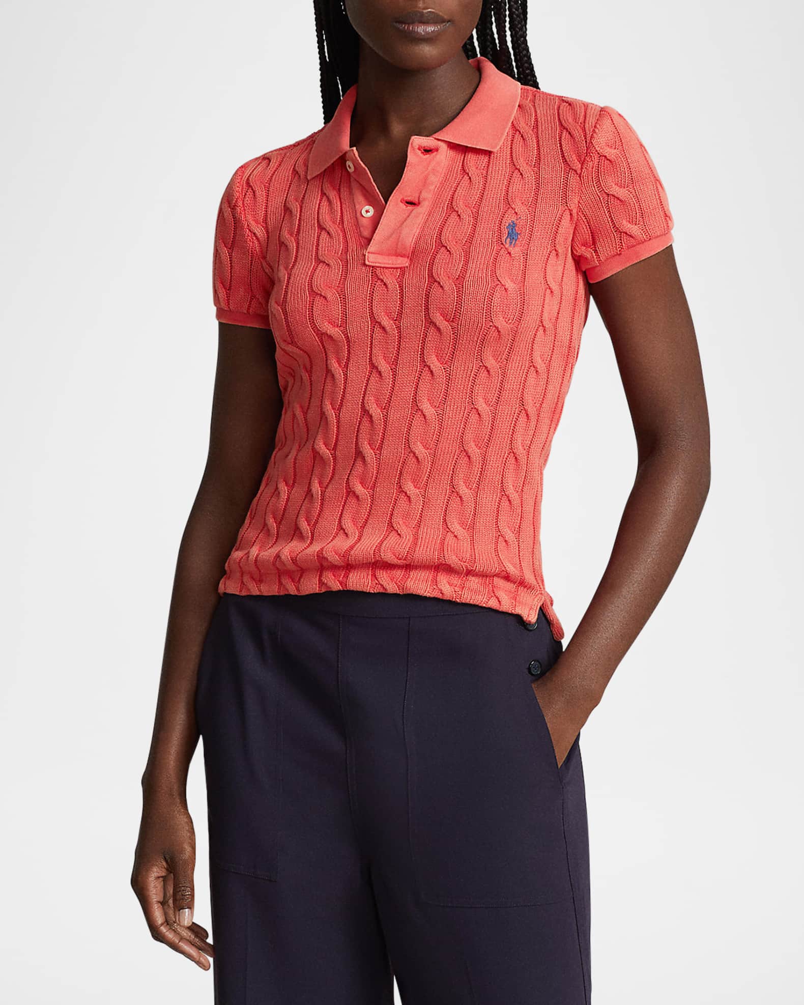 Polo Ralph Lauren Cable-Knit Polo Shirt | Neiman Marcus