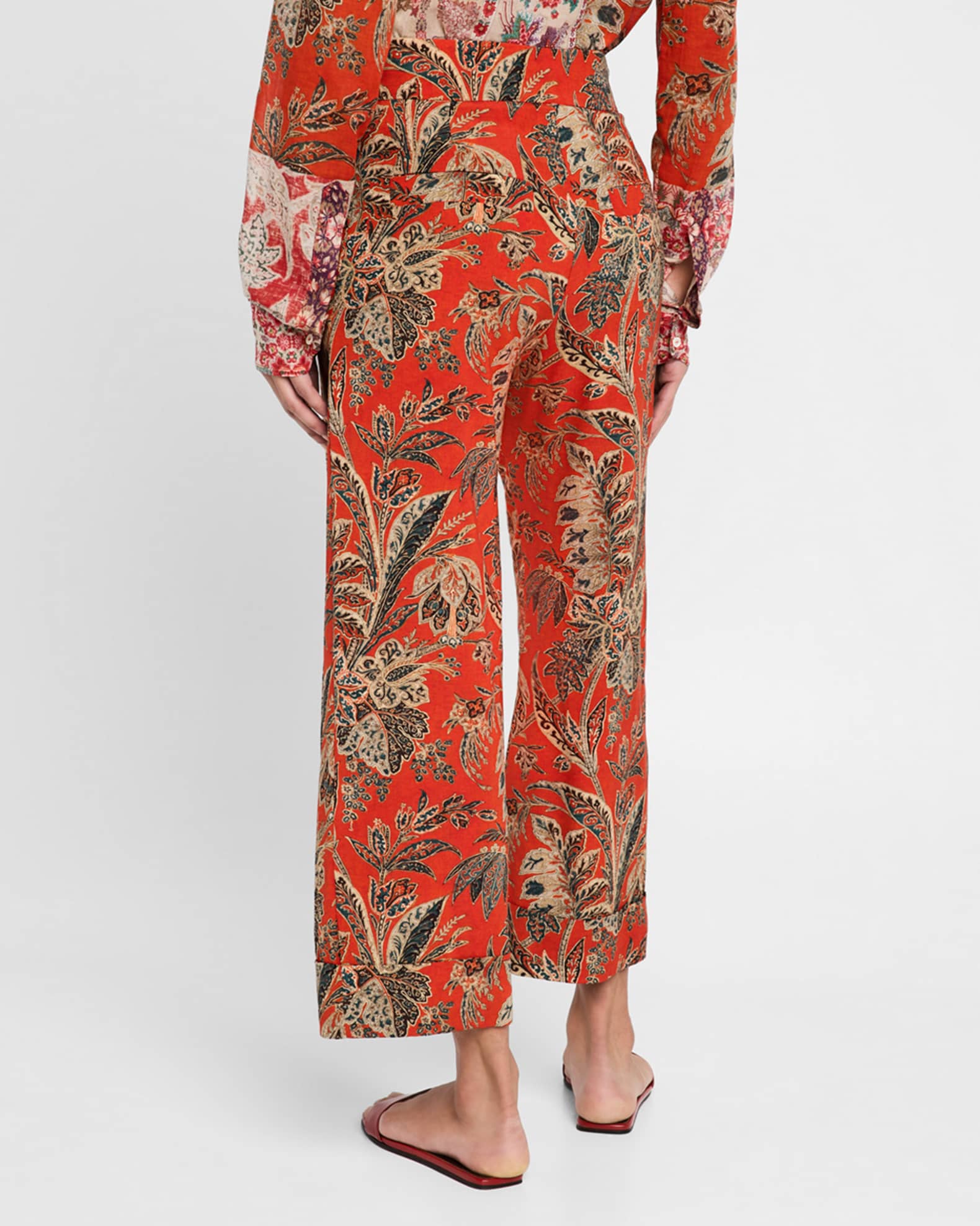 Pierre-Louis Mascia Cropped Floral-Print Pants | Neiman Marcus