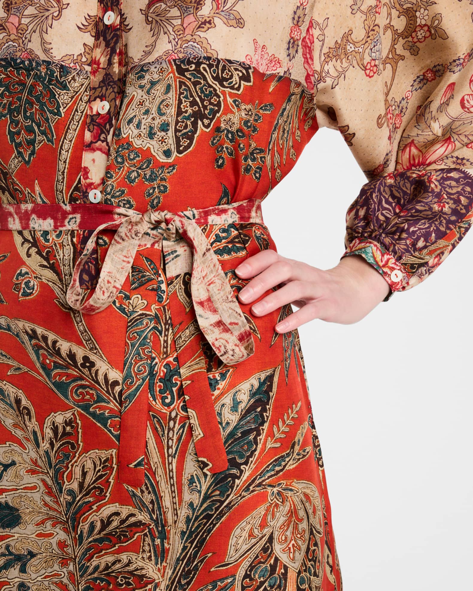 Pierre-Louis Mascia Floral-Print Silk Midi Dress | Neiman Marcus