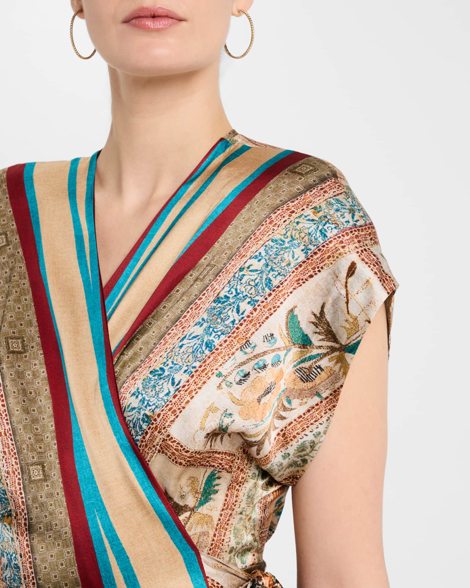 Pierre-Louis Mascia Floral-Print Silk Midi Wrap Dress | Neiman Marcus