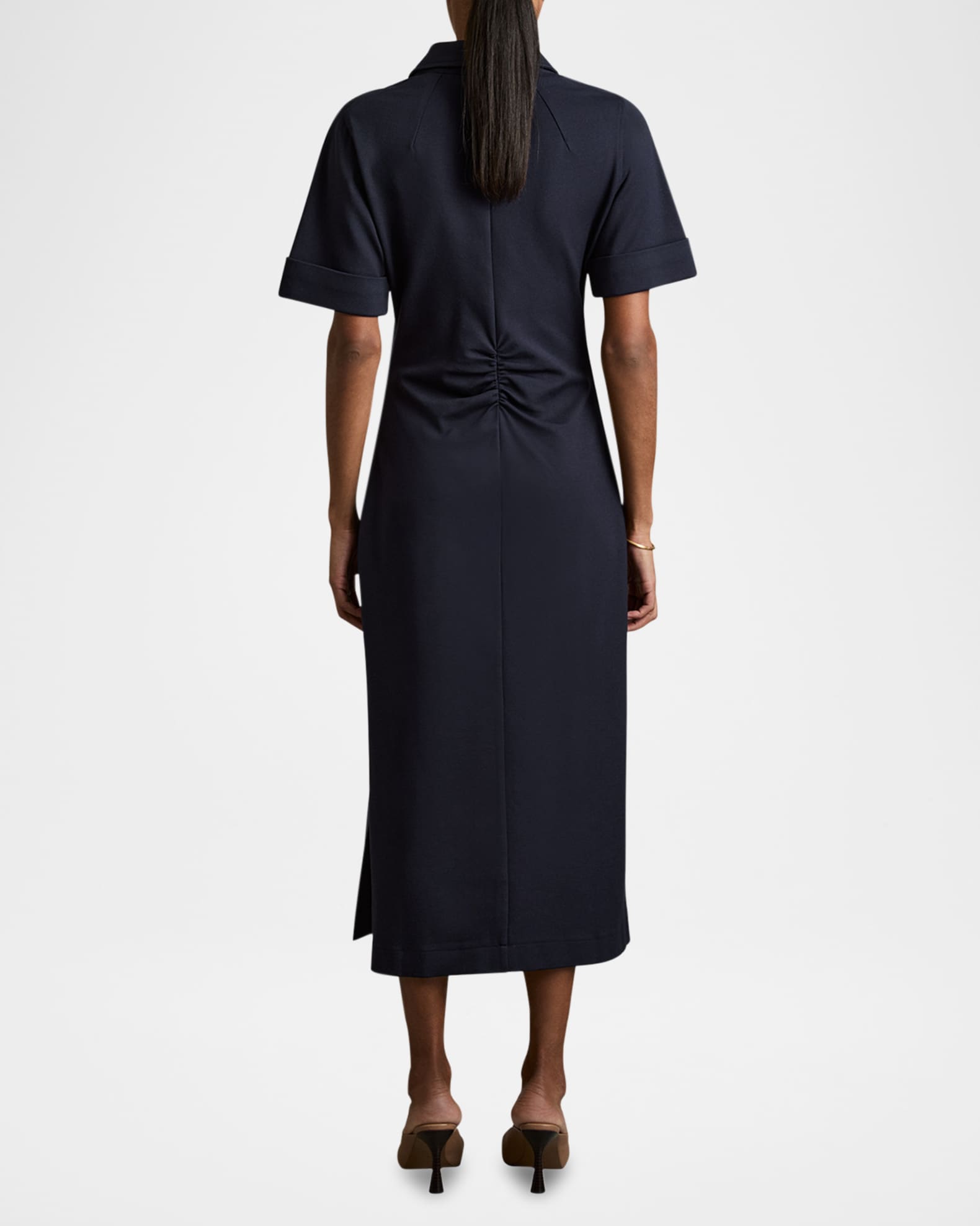 Reiss Astrid Side-Slit Jersey Polo Midi Dress | Neiman Marcus