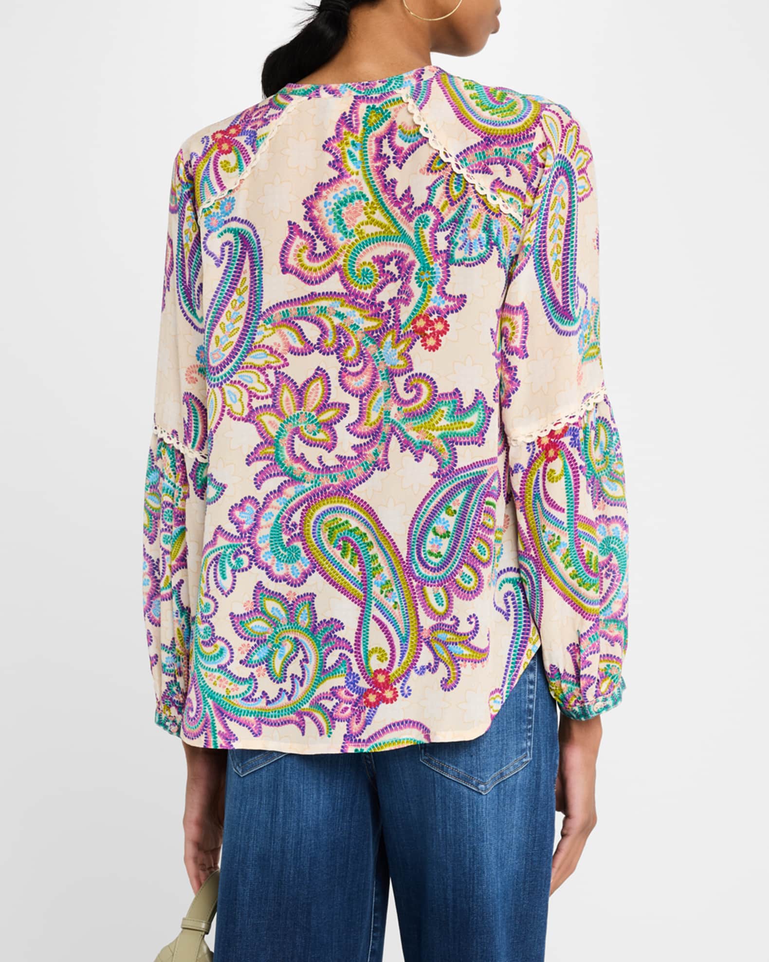 Johnny Was Noellie Paisley-Print Silk Shirt | Neiman Marcus