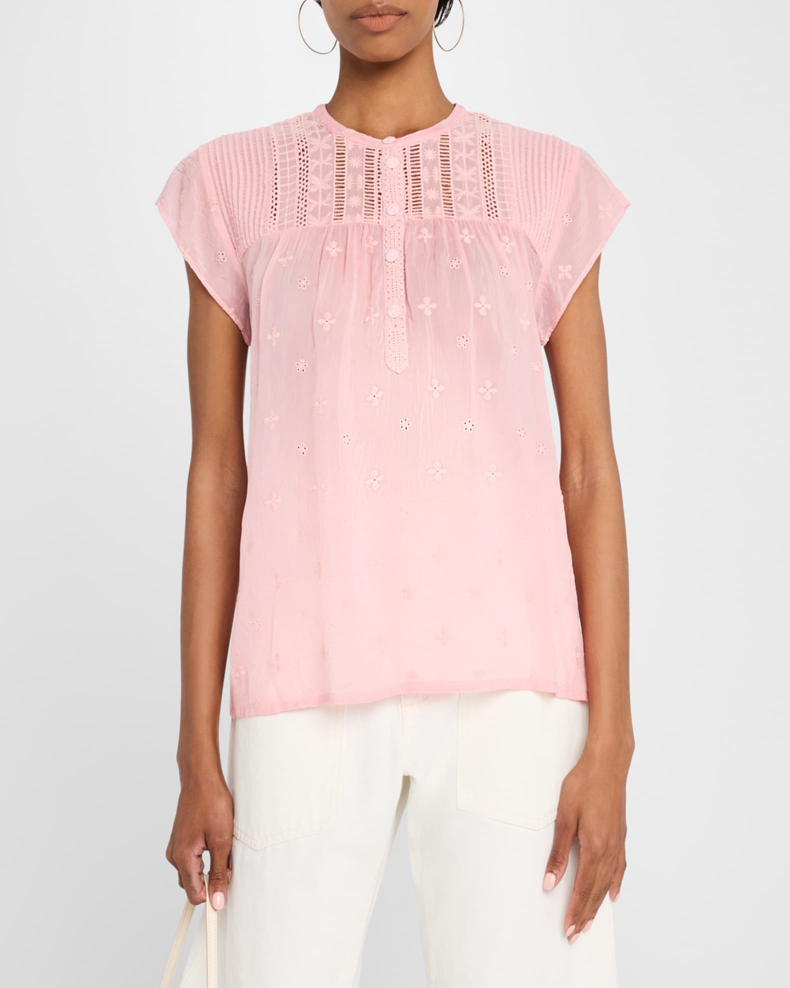 Johnny Was Tunara Embroidered Georgette Blouse | Neiman Marcus
