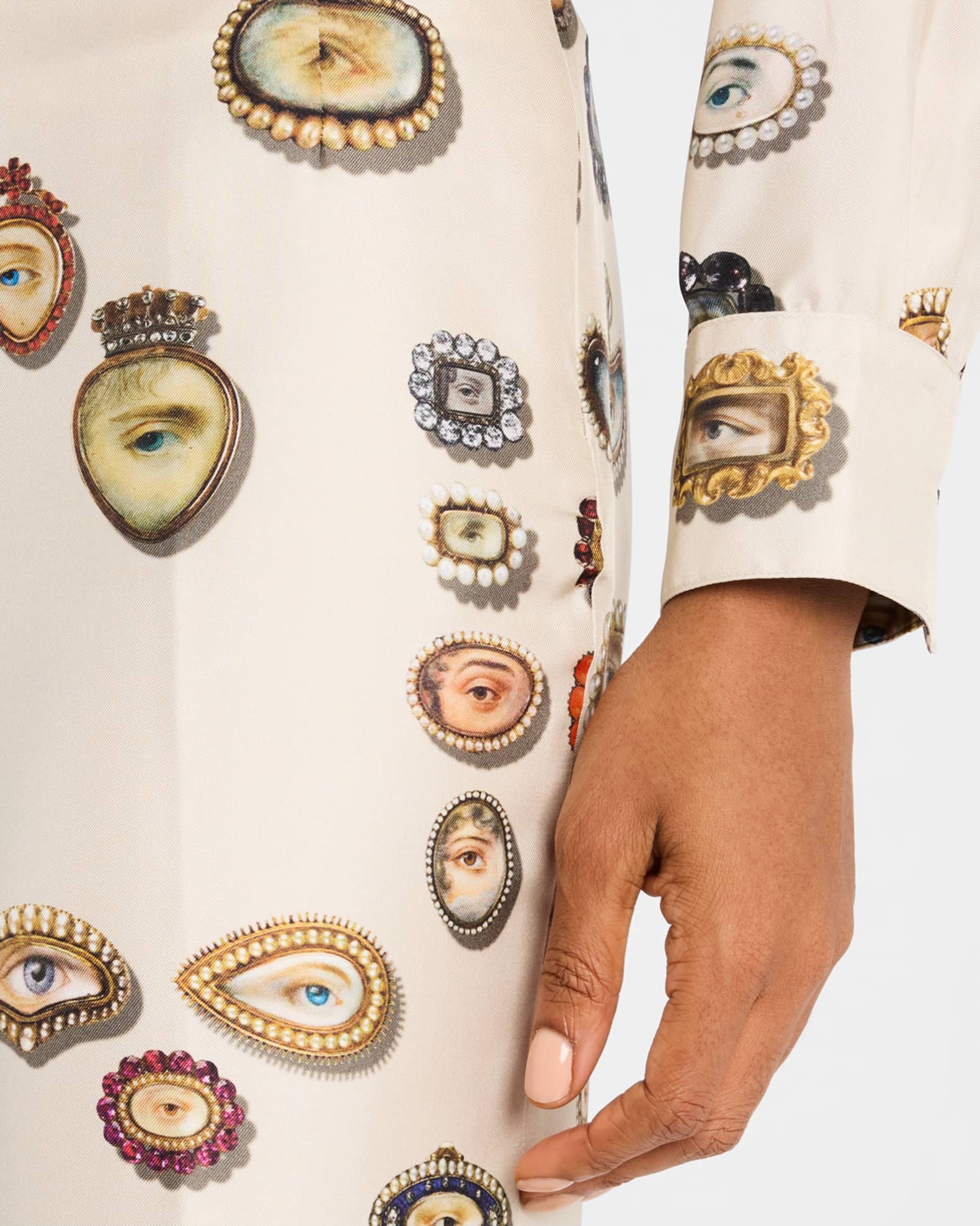 Libertine Aaron Ivory Lovers Eyes Silk Wide-Leg Pants | Neiman Marcus