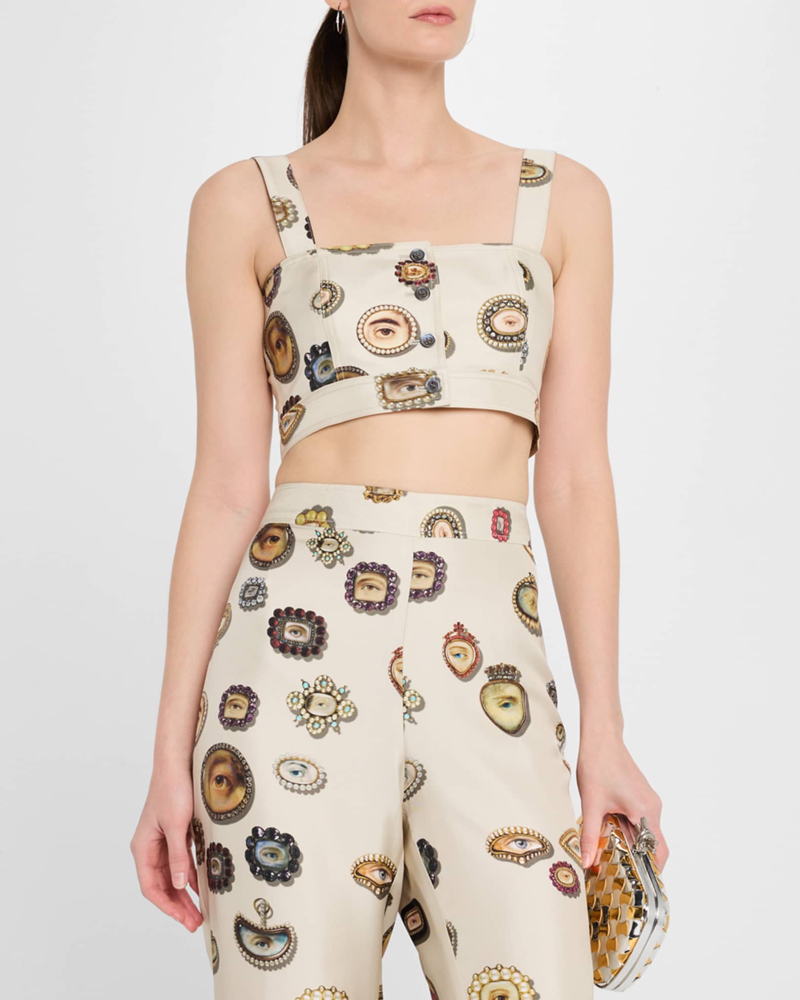 Libertine Saint Tropez Ivory Lovers Eyes Crop Top | Neiman Marcus