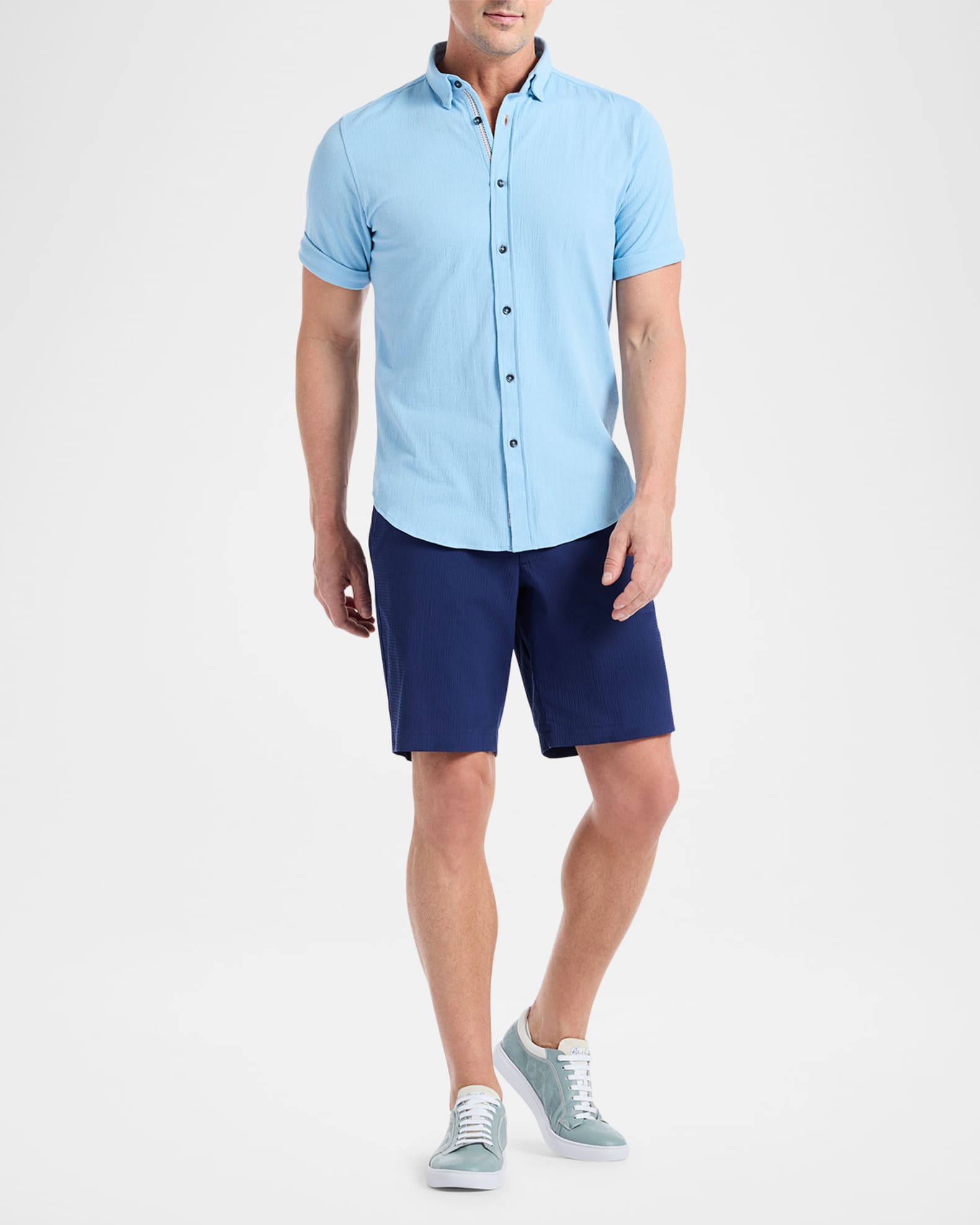 Robert Graham Men's Hammond Textured Short-Sleeve Shirt | Neiman Marcus