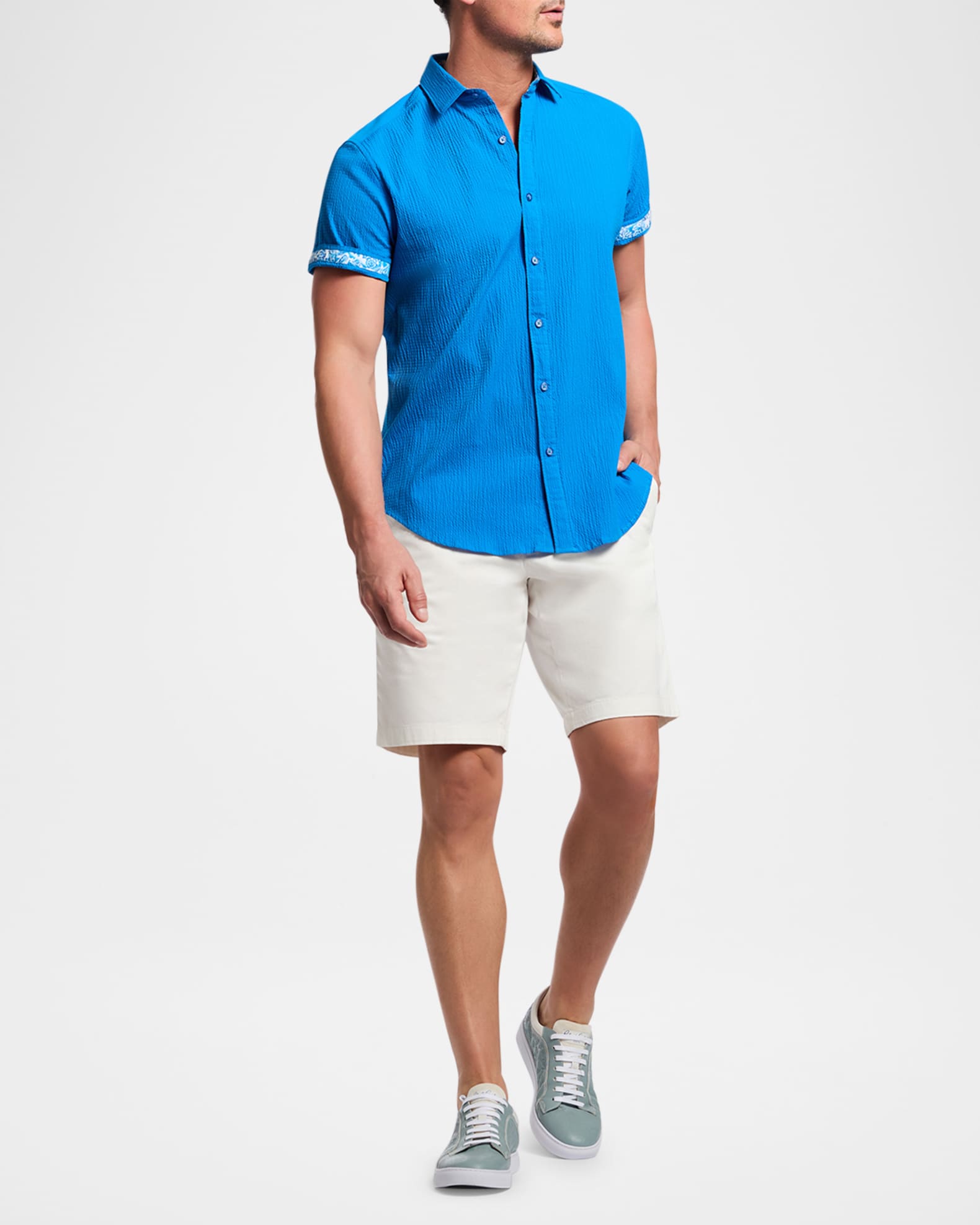 Robert Graham Men's Thresher Textured Short-Sleeve Shirt | Neiman Marcus