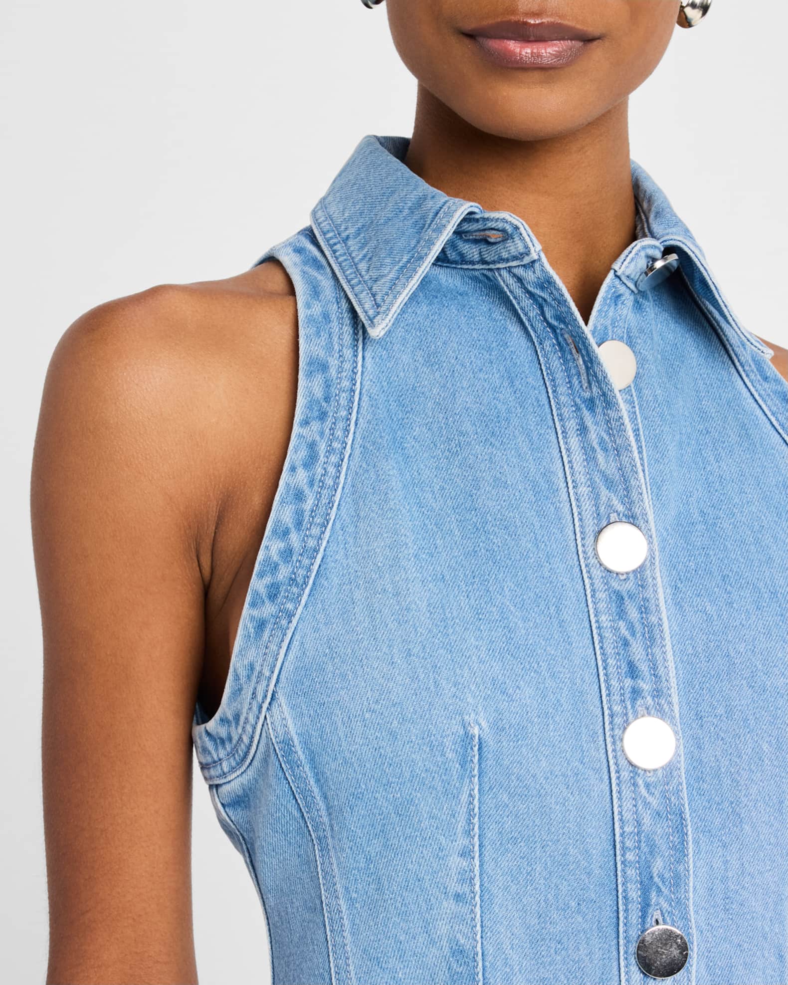 Toccin Palmer Button-Front Denim Midi Dress | Neiman Marcus