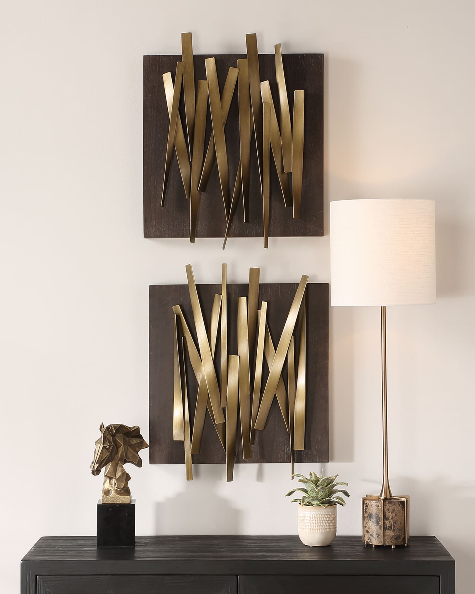 Crosshatch Metal Wall Decor, Set of 2 | Neiman Marcus