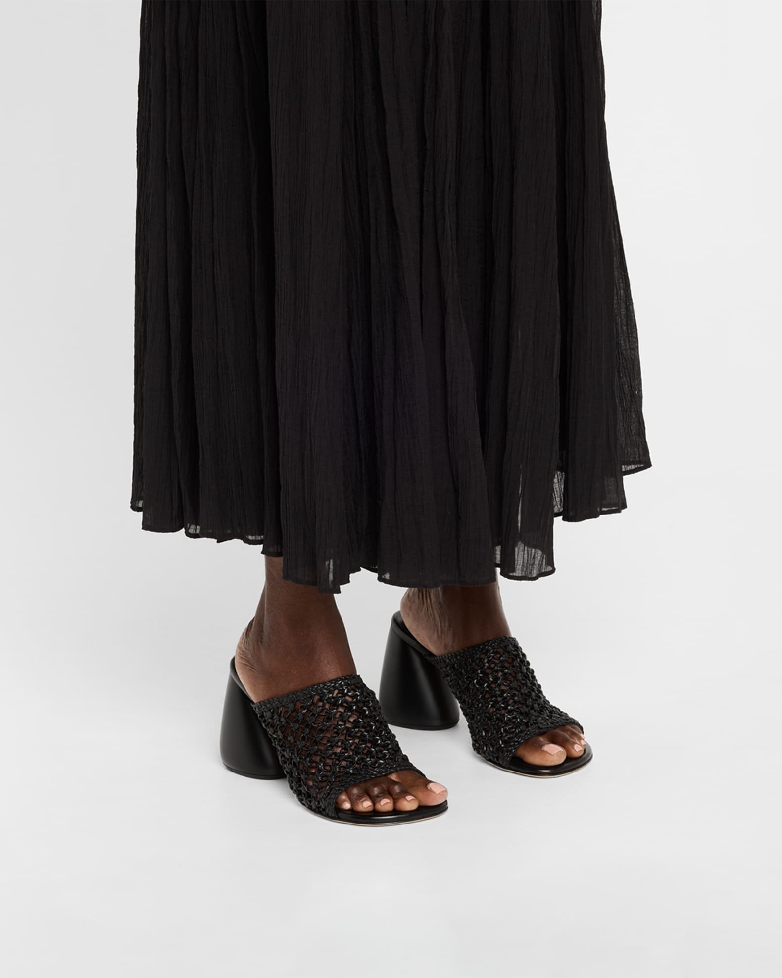 Dear Frances Drew Woven Leather Mule Sandals | Neiman Marcus