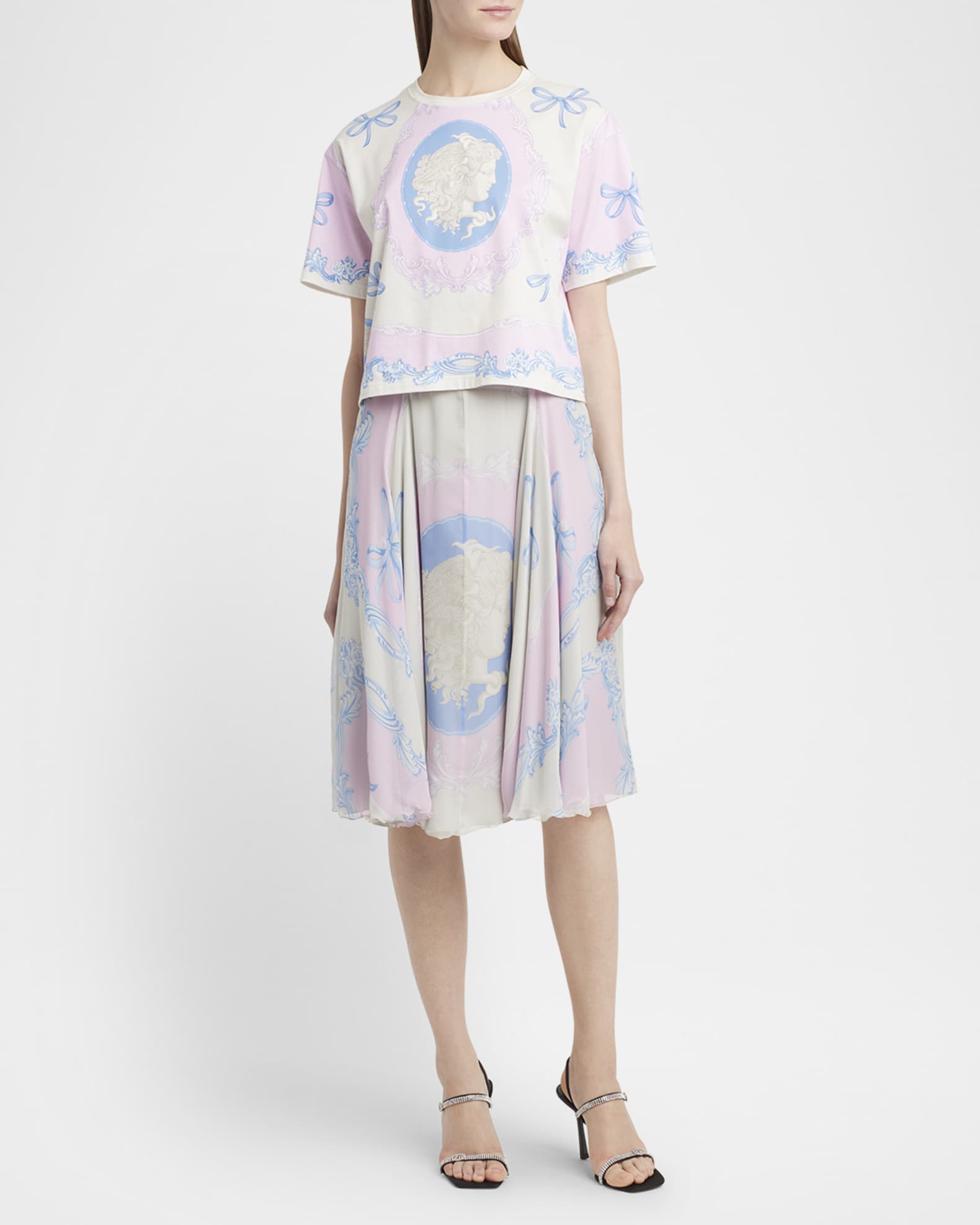 Versace Medusa Cameo Foulard Silk Creponne Skirt | Neiman Marcus