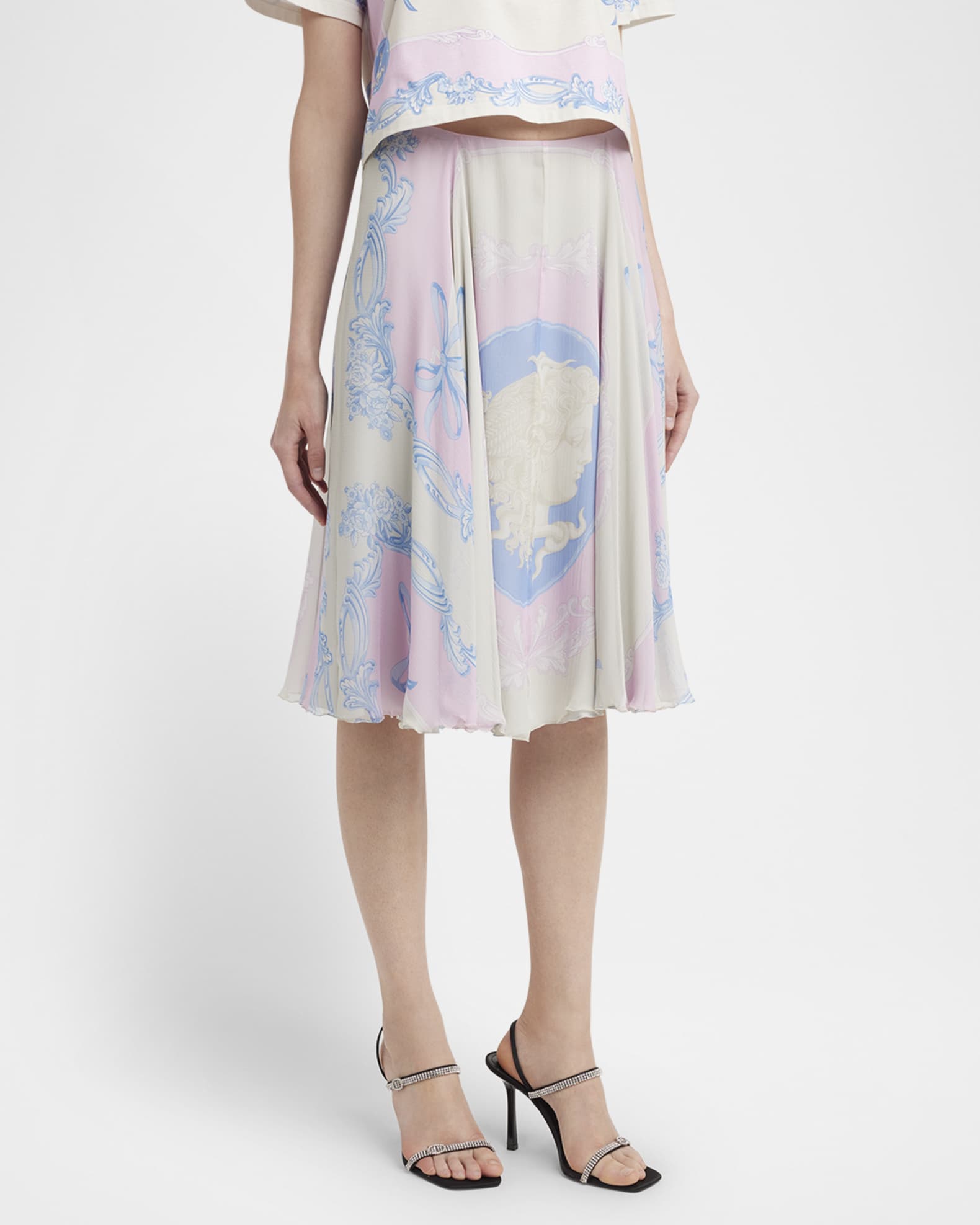 Versace Medusa Cameo Foulard Silk Creponne Skirt | Neiman Marcus