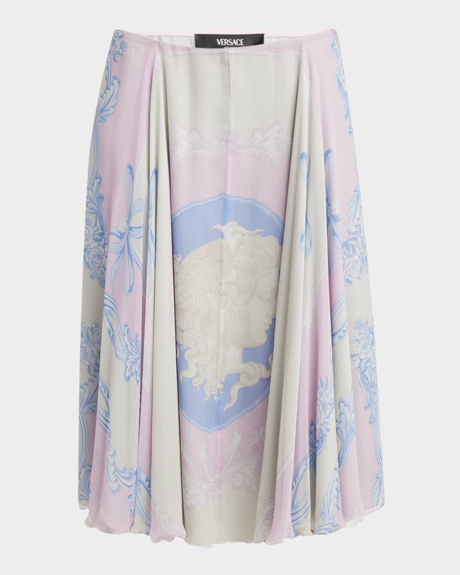 Versace Medusa Cameo Foulard Silk Creponne Skirt | Neiman Marcus