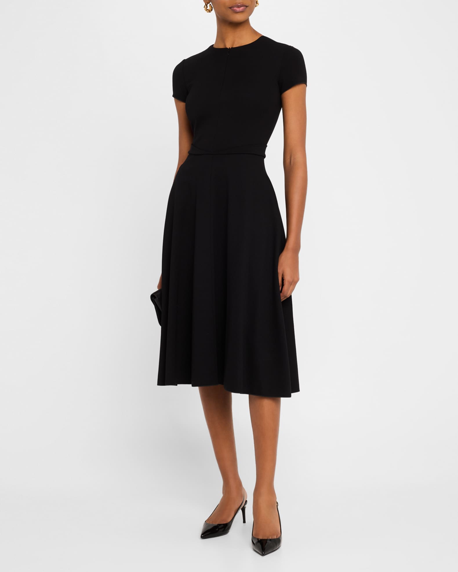 Emporio Armani Zip-Front Milano Jersey Midi Dress | Neiman Marcus