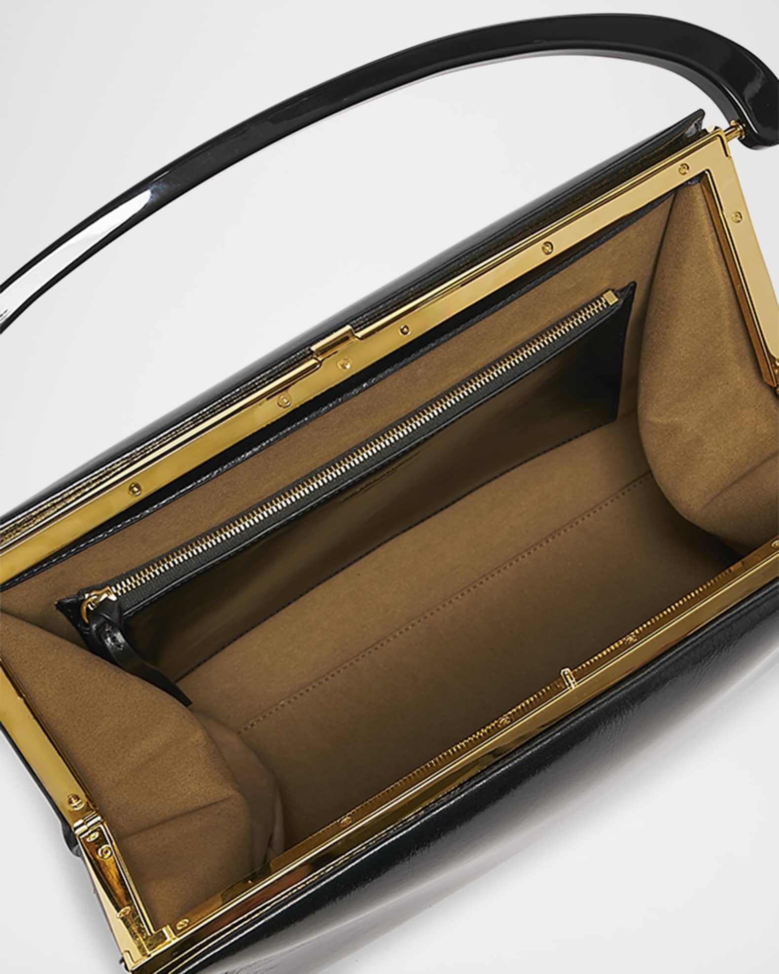 Dries Van Noten Crisp Frame Leather Top-Handle Bag | Neiman Marcus