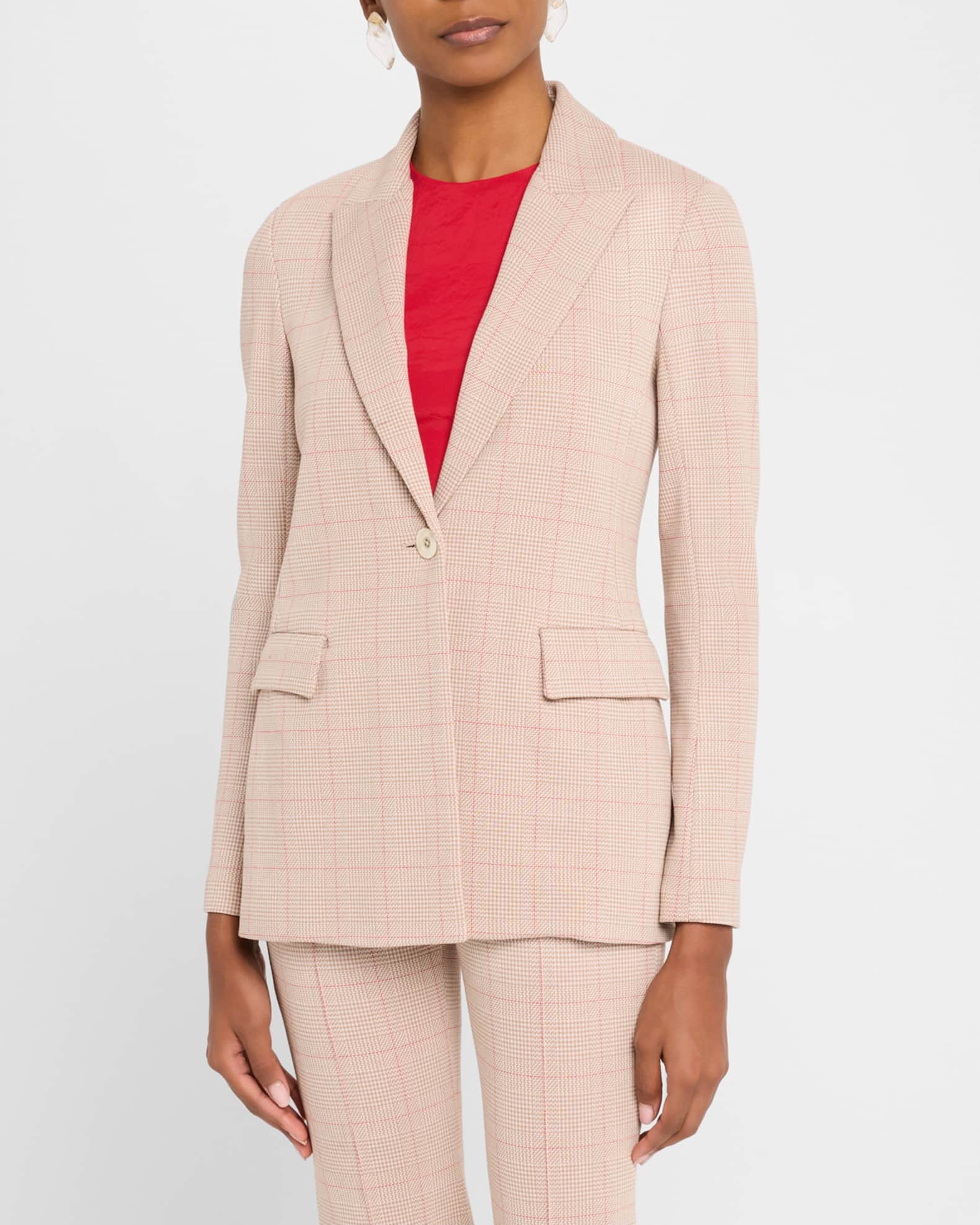 Rosetta Getty Plaid Single-Breasted Jacket | Neiman Marcus