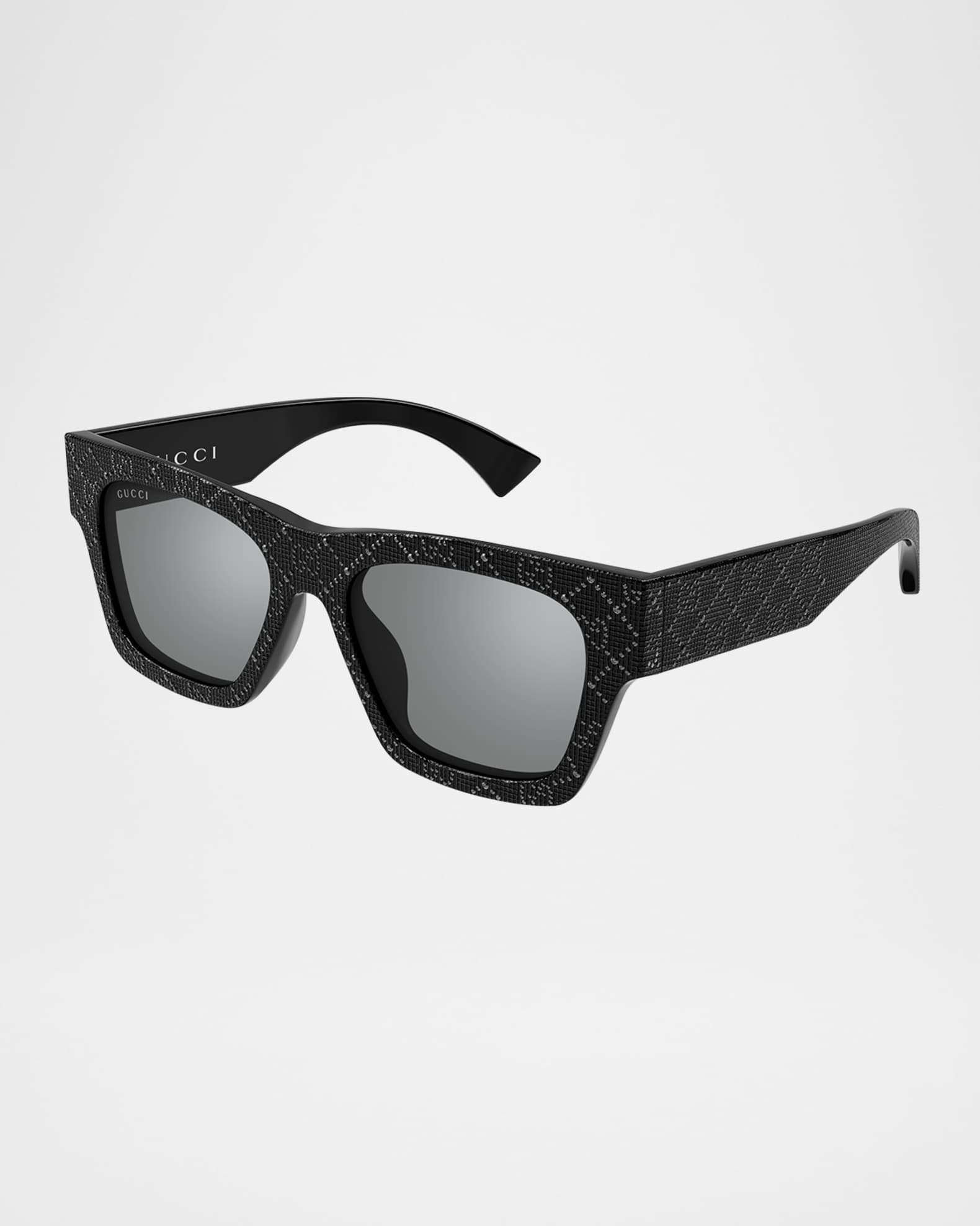 Gucci Rectangular Acetate Sunglasses | Neiman Marcus