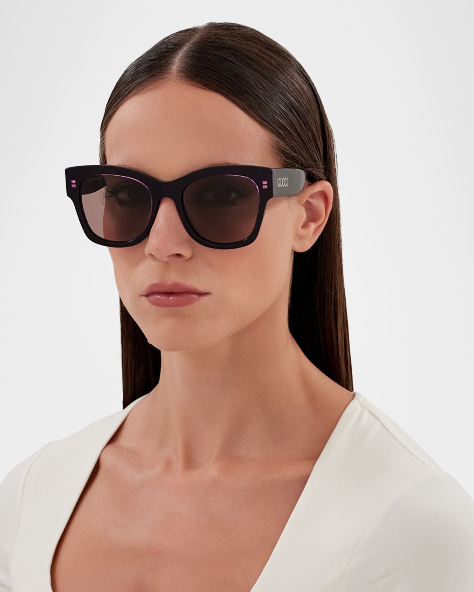 Gucci Logo Butterfly Acetate Sunglasses | Neiman Marcus