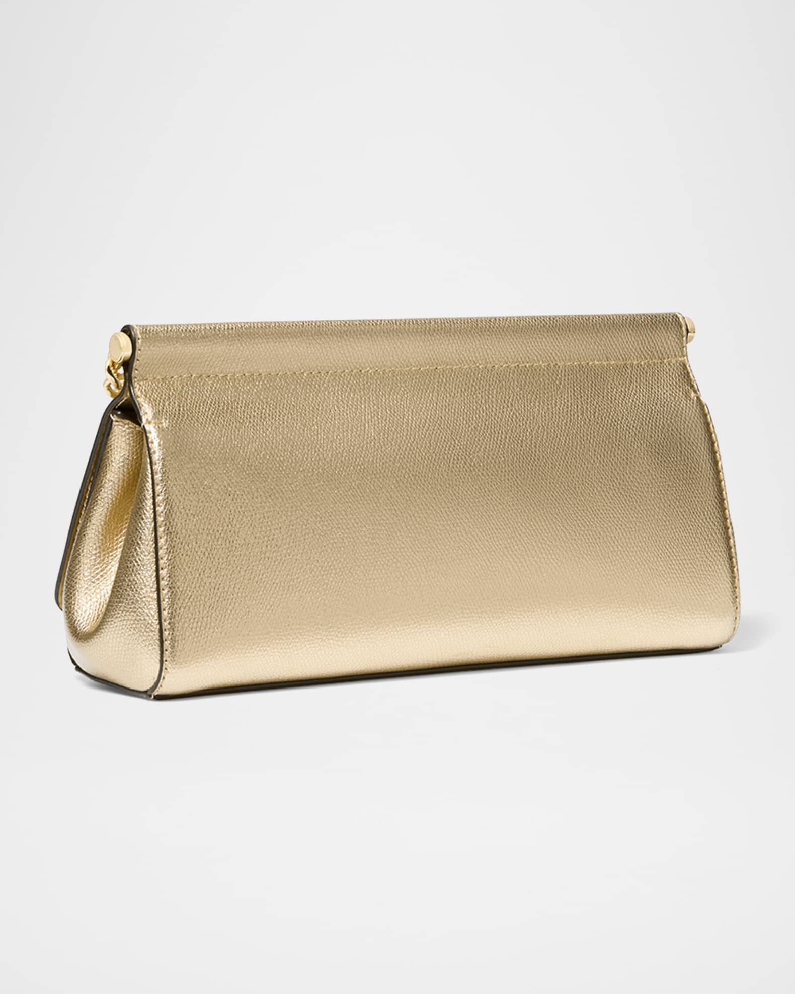 MICHAEL Michael Kors Medium Metallic Leather Clutch Bag | Neiman Marcus